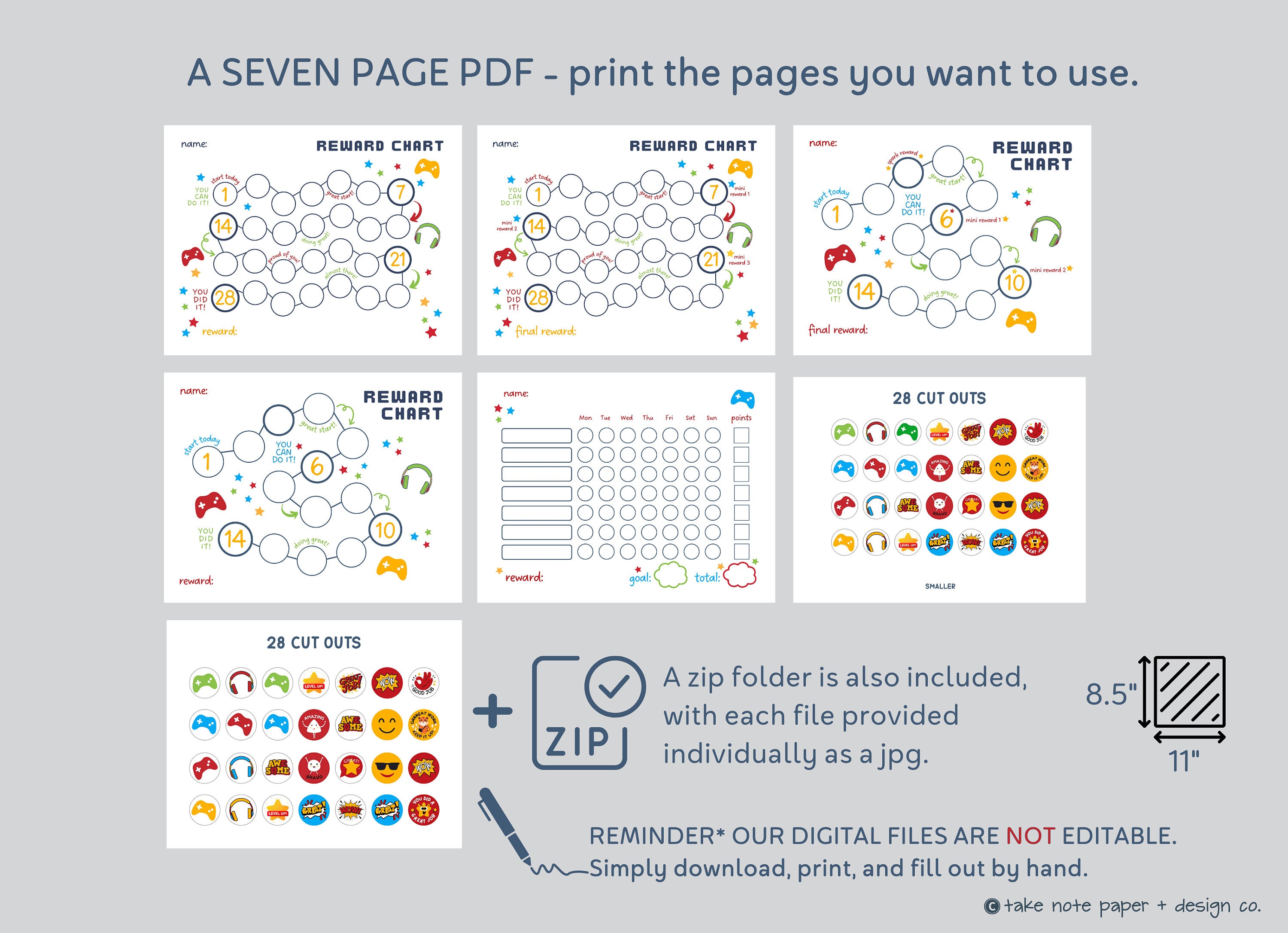 Gamer Reward Chart Printable, Positive Reinforcement Charts for Kids ...