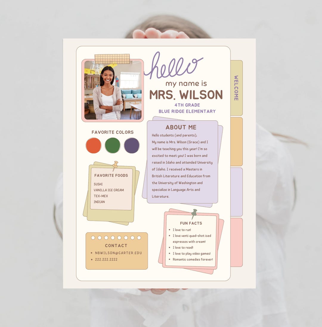 Meet the Teacher Template Printable, Classroom Teacher Introduction ...