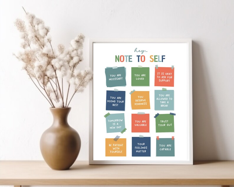 Note to Self Mindset Printable, Therapy Office, Counselor's Office ...