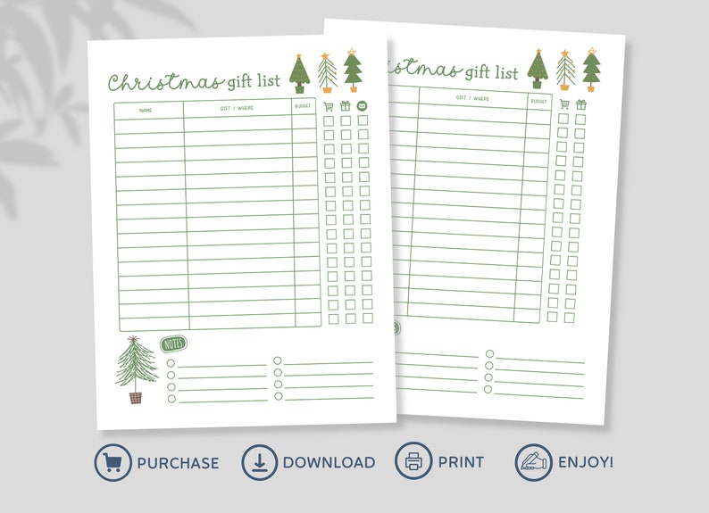 Christmas Gift Tracker Printable, Instant Download Gift Tracker ...