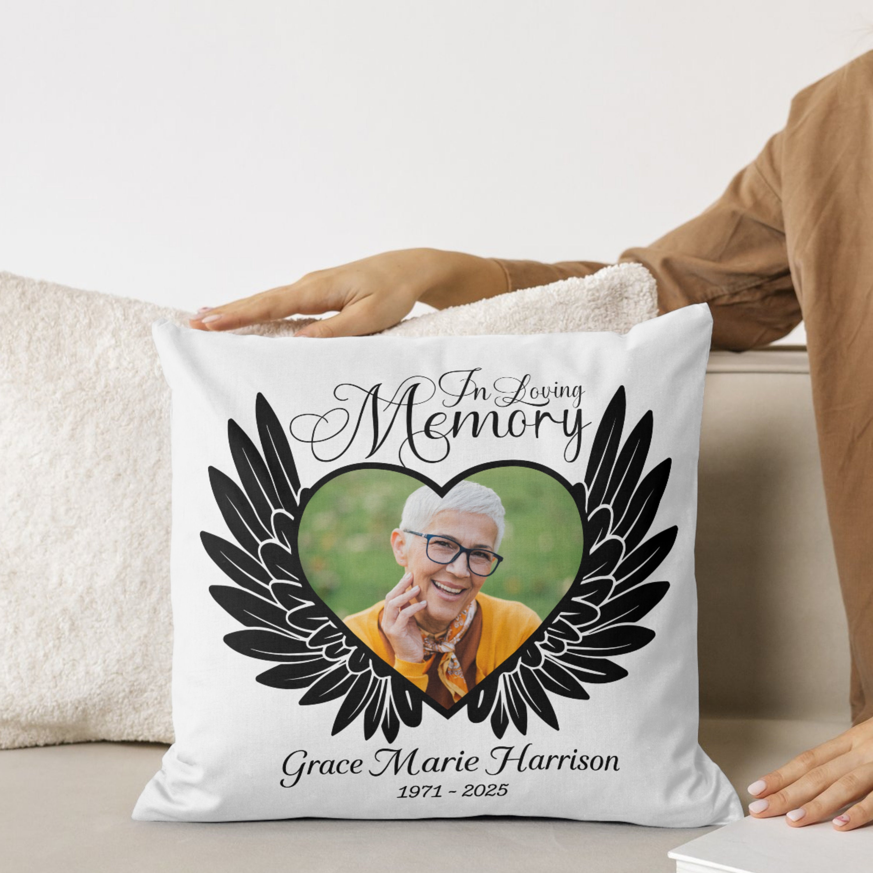 In Memory of Angel Wings Photo Memorial, Custom Photo in Memory, Svg ...