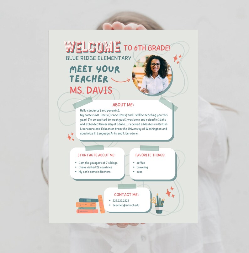 Meet the Teacher, Teacher Introduction Printable, Back to School Meet ...