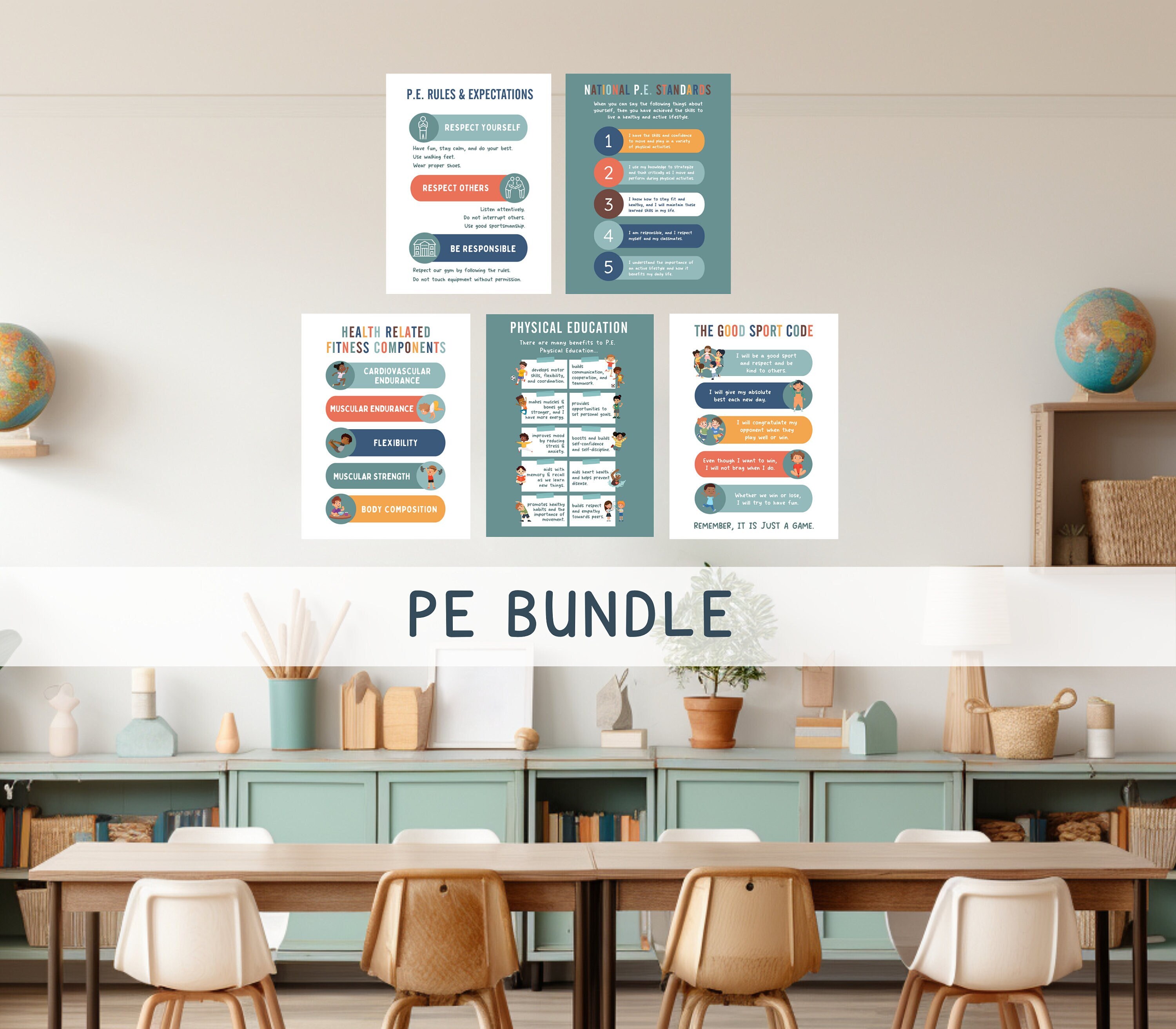 Physical Education Posters National PE Standards Good Sports Code, Gym ...