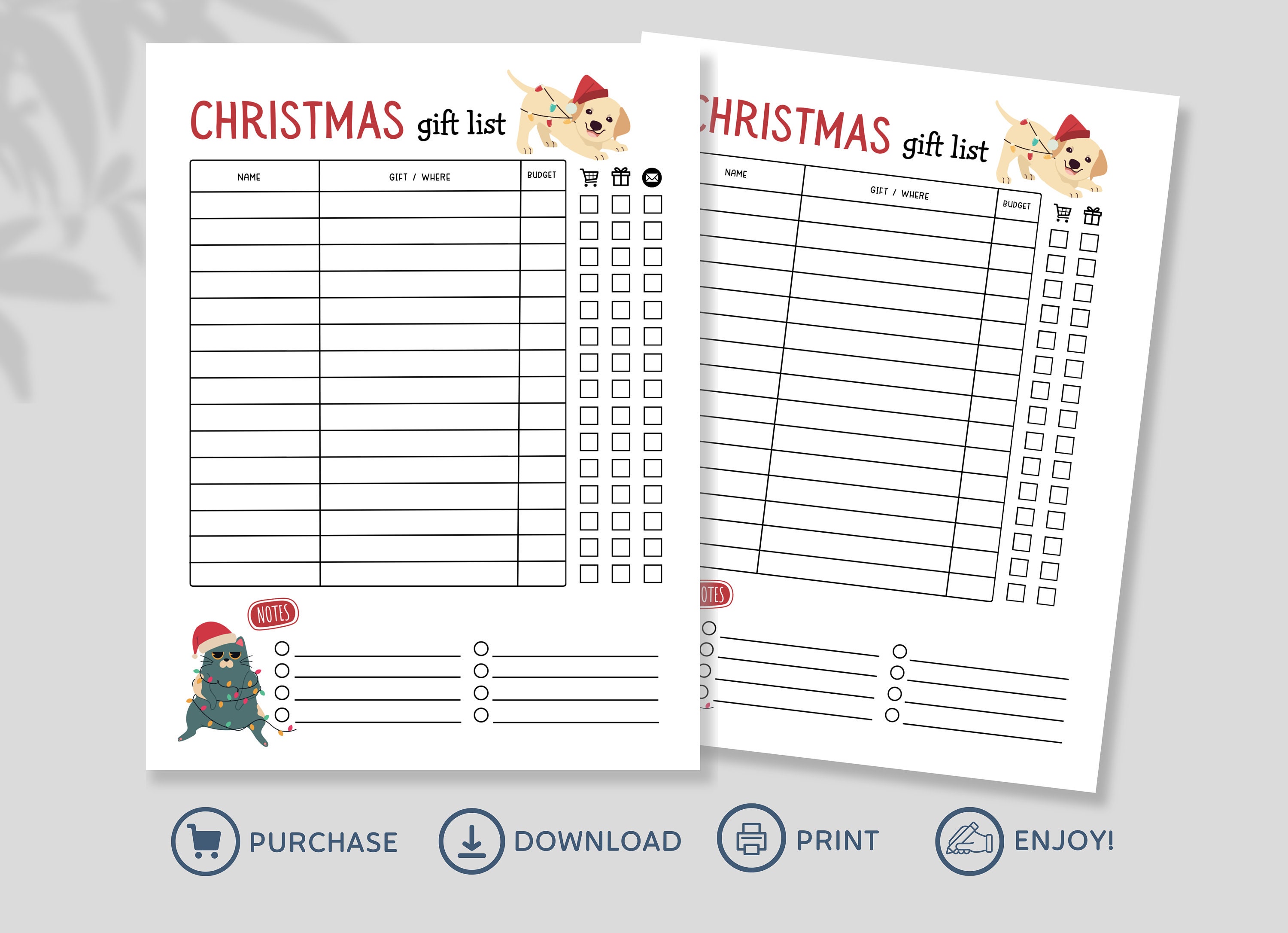 Christmas Gift Tracker Printable Instant Download Gift - Etsy