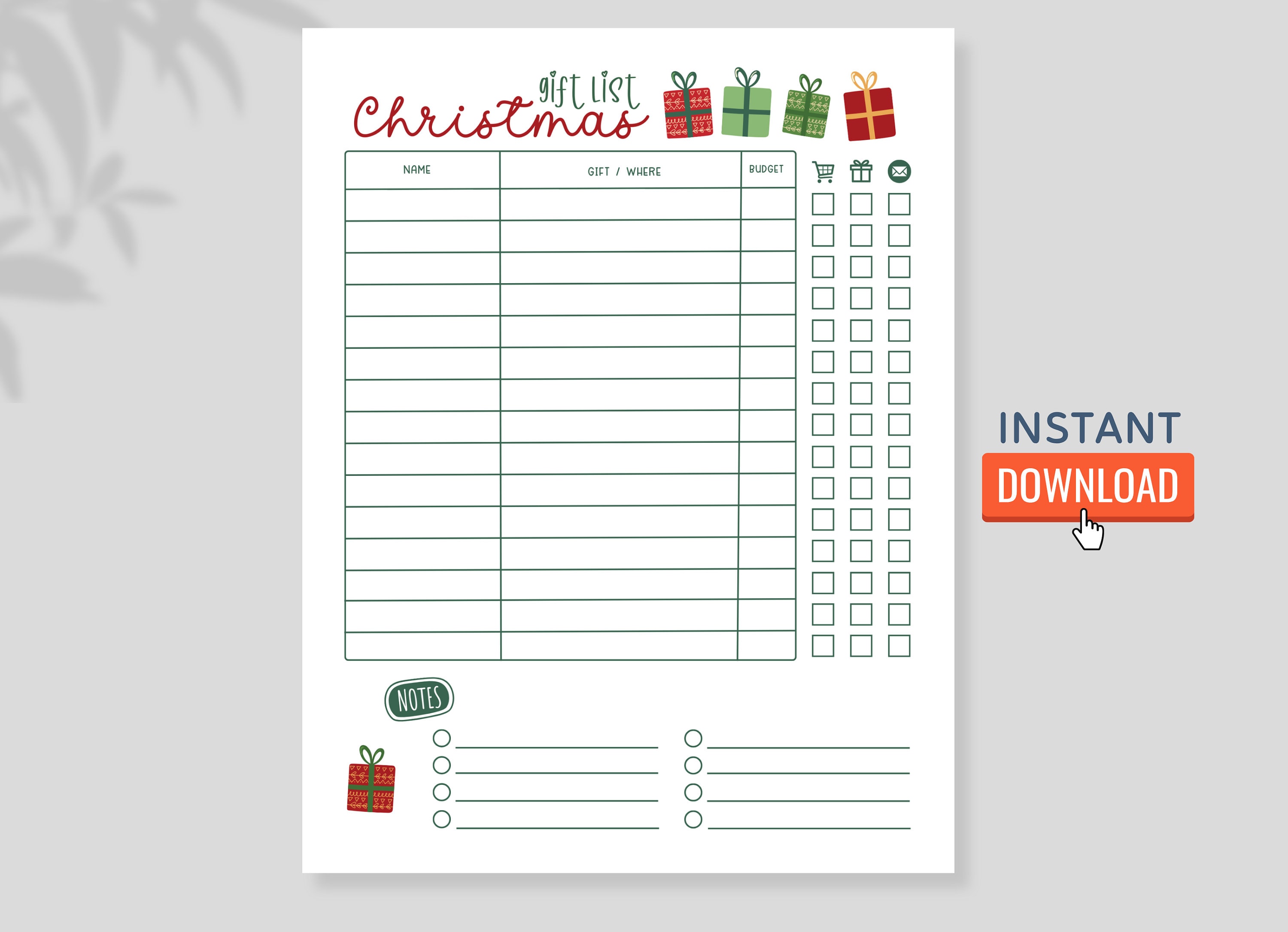 Christmas Gift Tracker Printable, Instant Download Gift Tracker ...