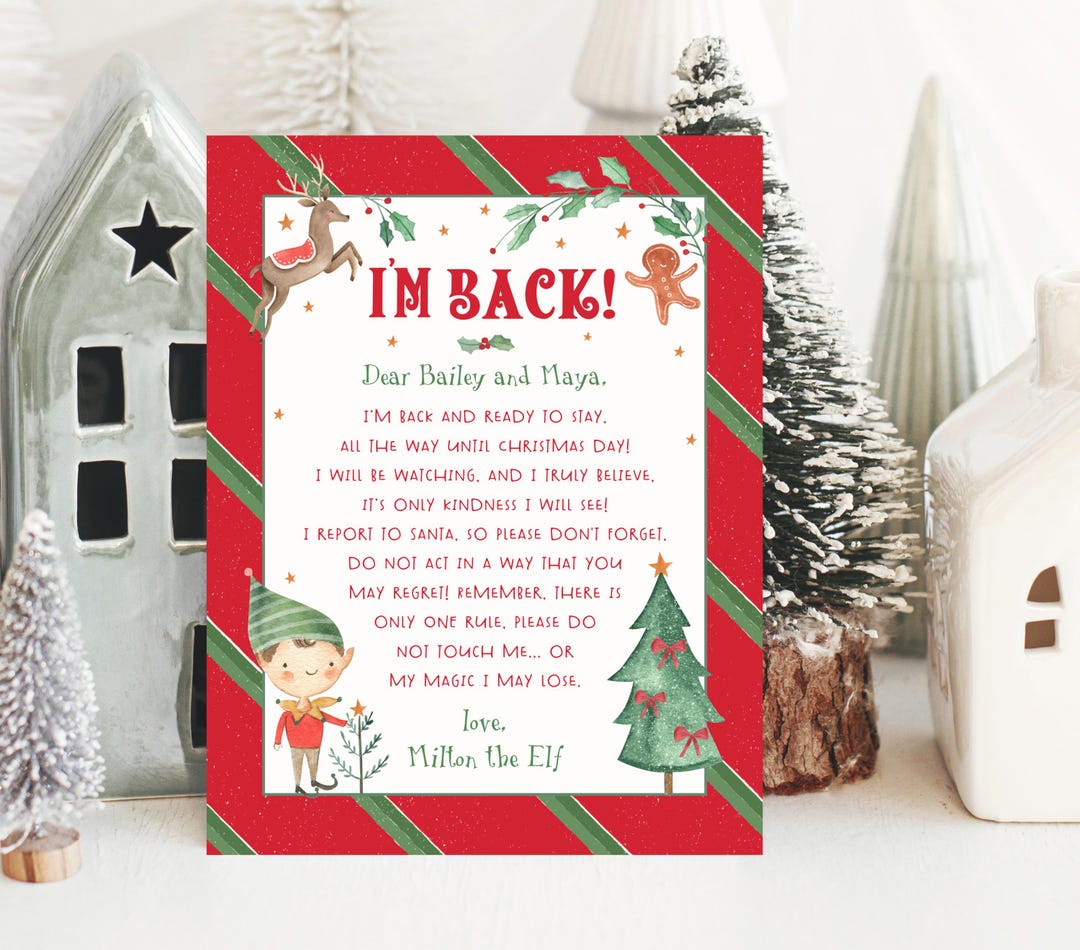Welcome Back Elf Letter, Customizable Elf Letter, Digital Elf Letter ...
