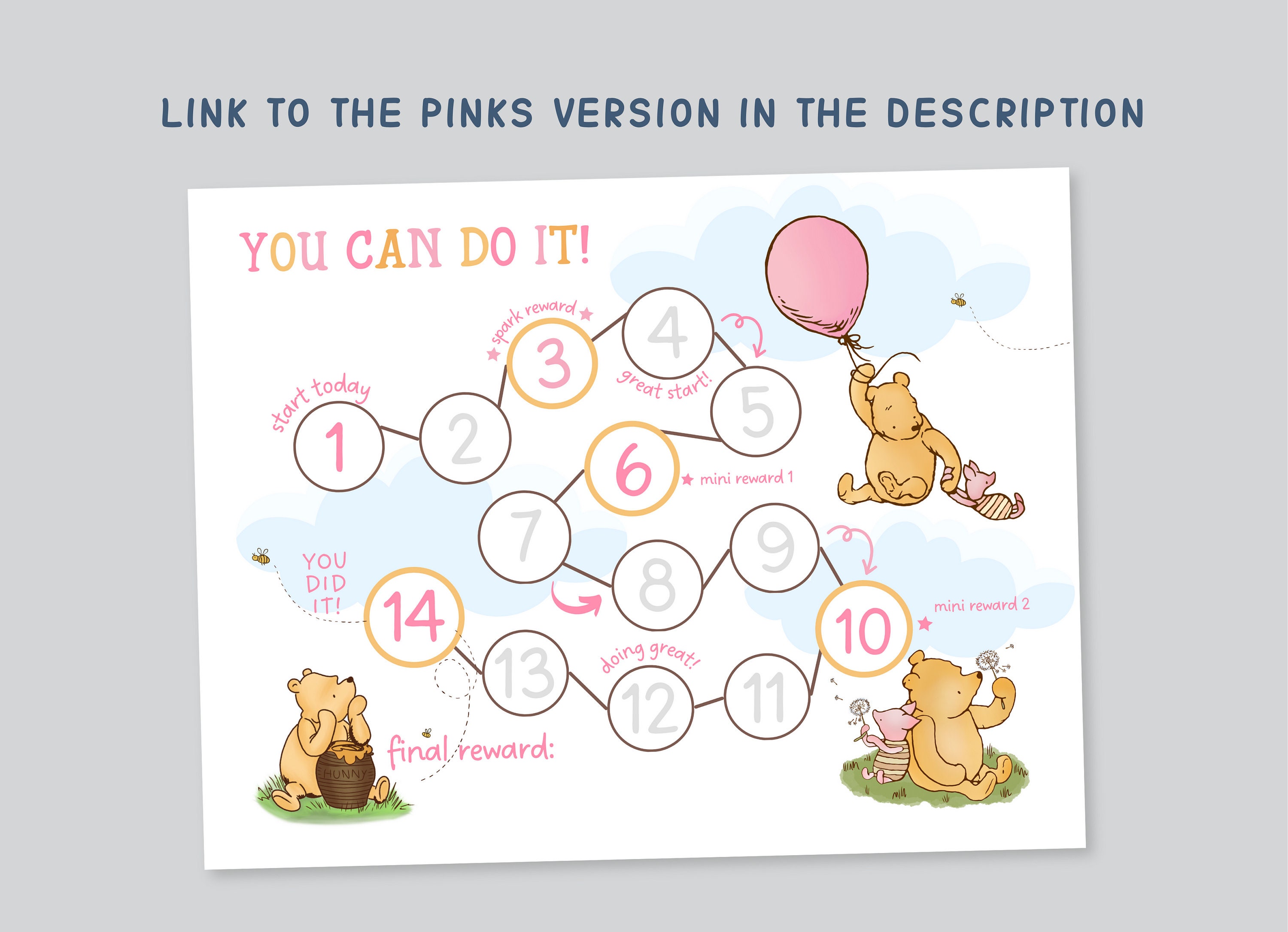 Classic Winnie the Pooh Reward Chart Blue, Sticker Chart, Pooh Potty ...