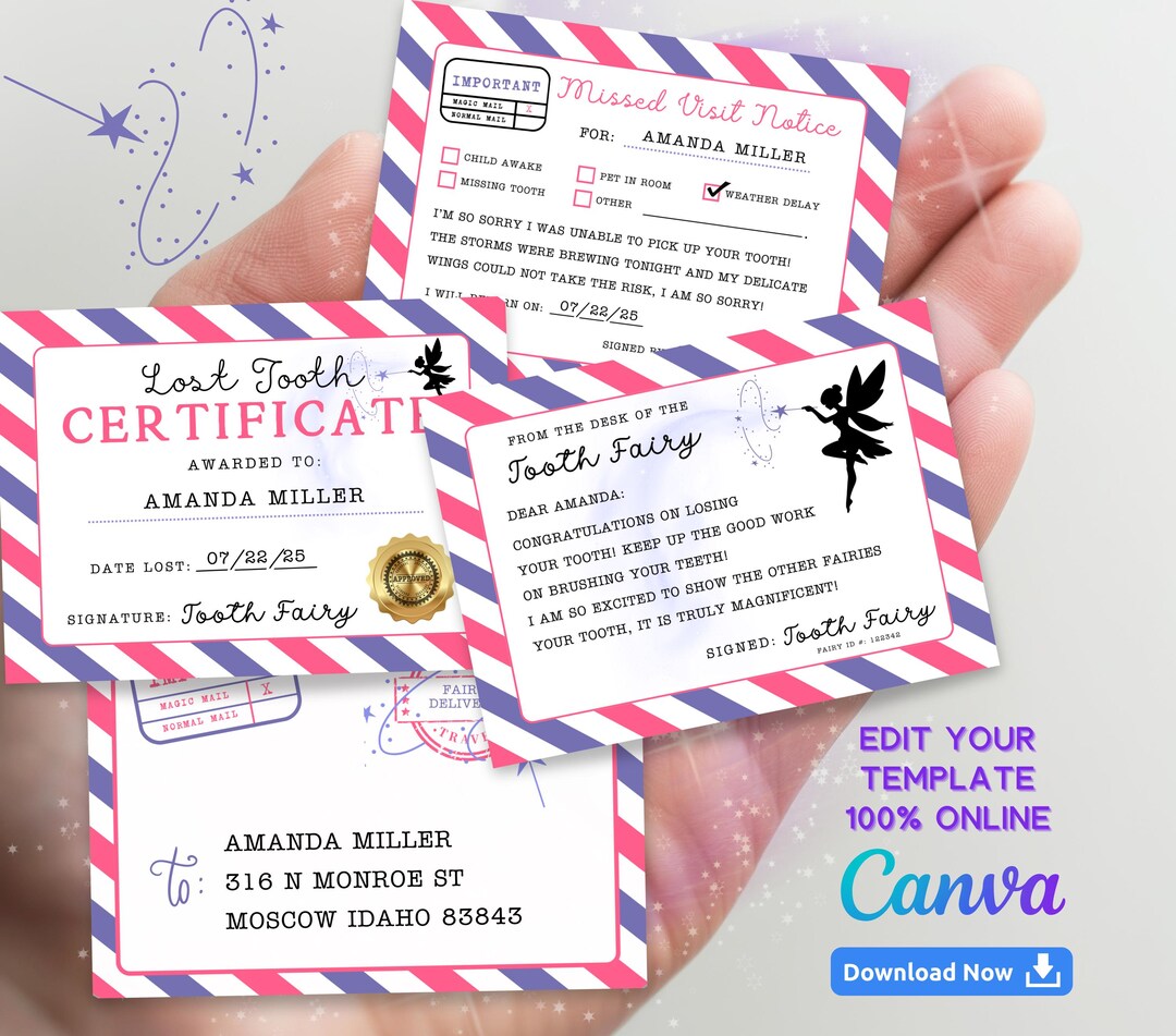 Mini Tooth Fairy Letter, Small Note From Tooth Fairy, Tooth Fairy ...