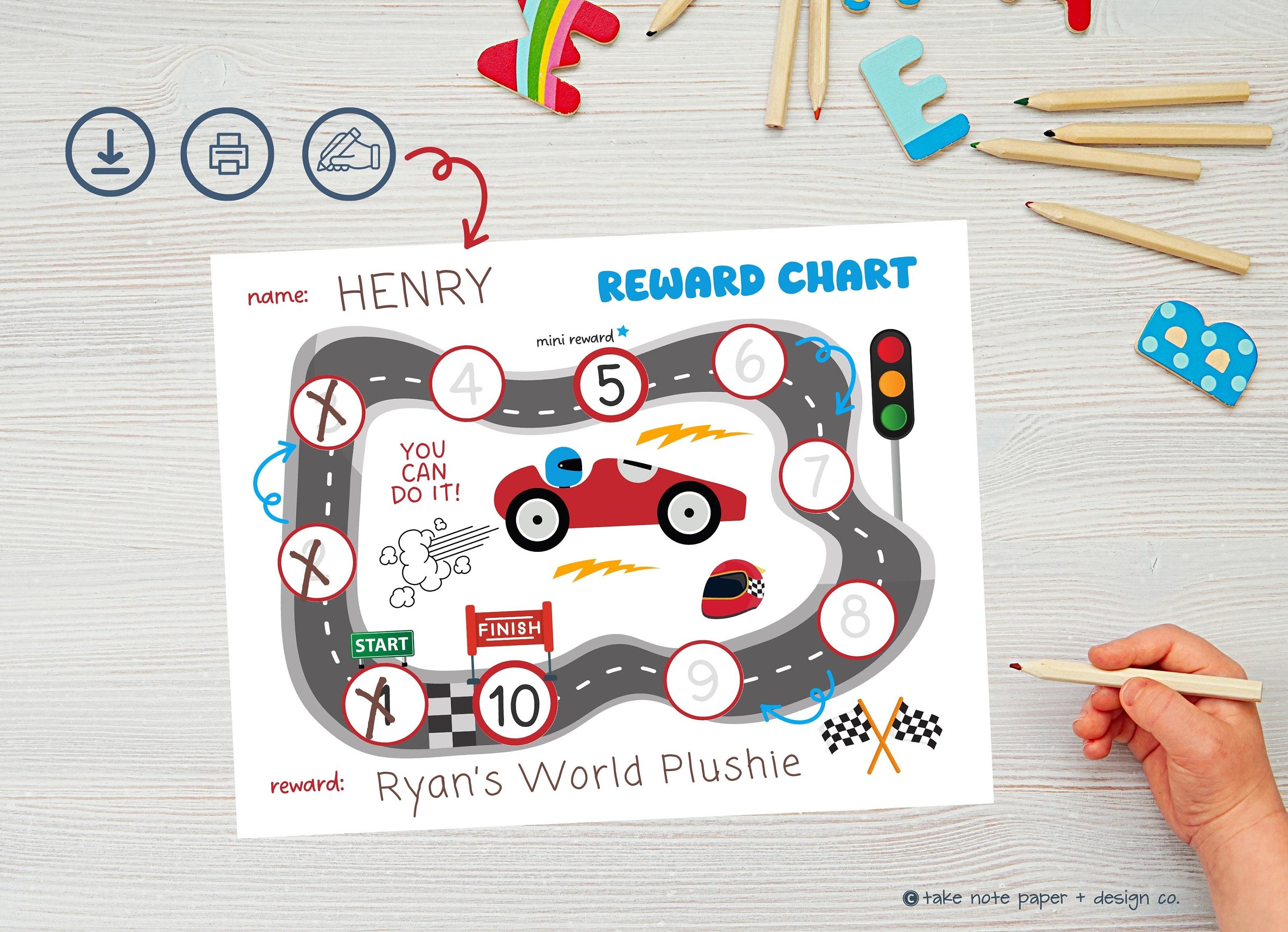Race Car Reward Chart Printable Positive Reinforcement Charts Kids ...