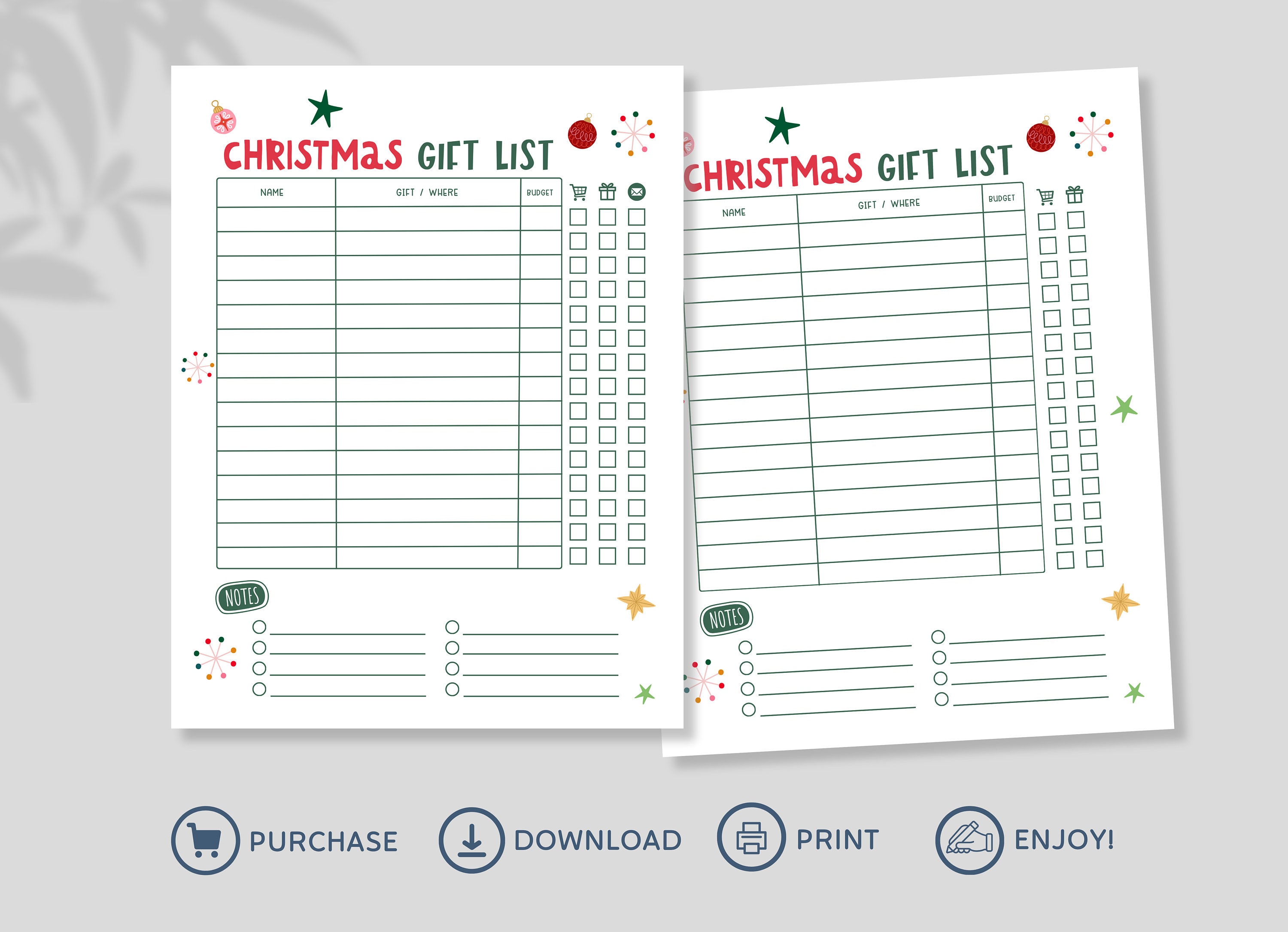 Christmas Gift Tracker Printable, Instant Download Gift Tracker ...