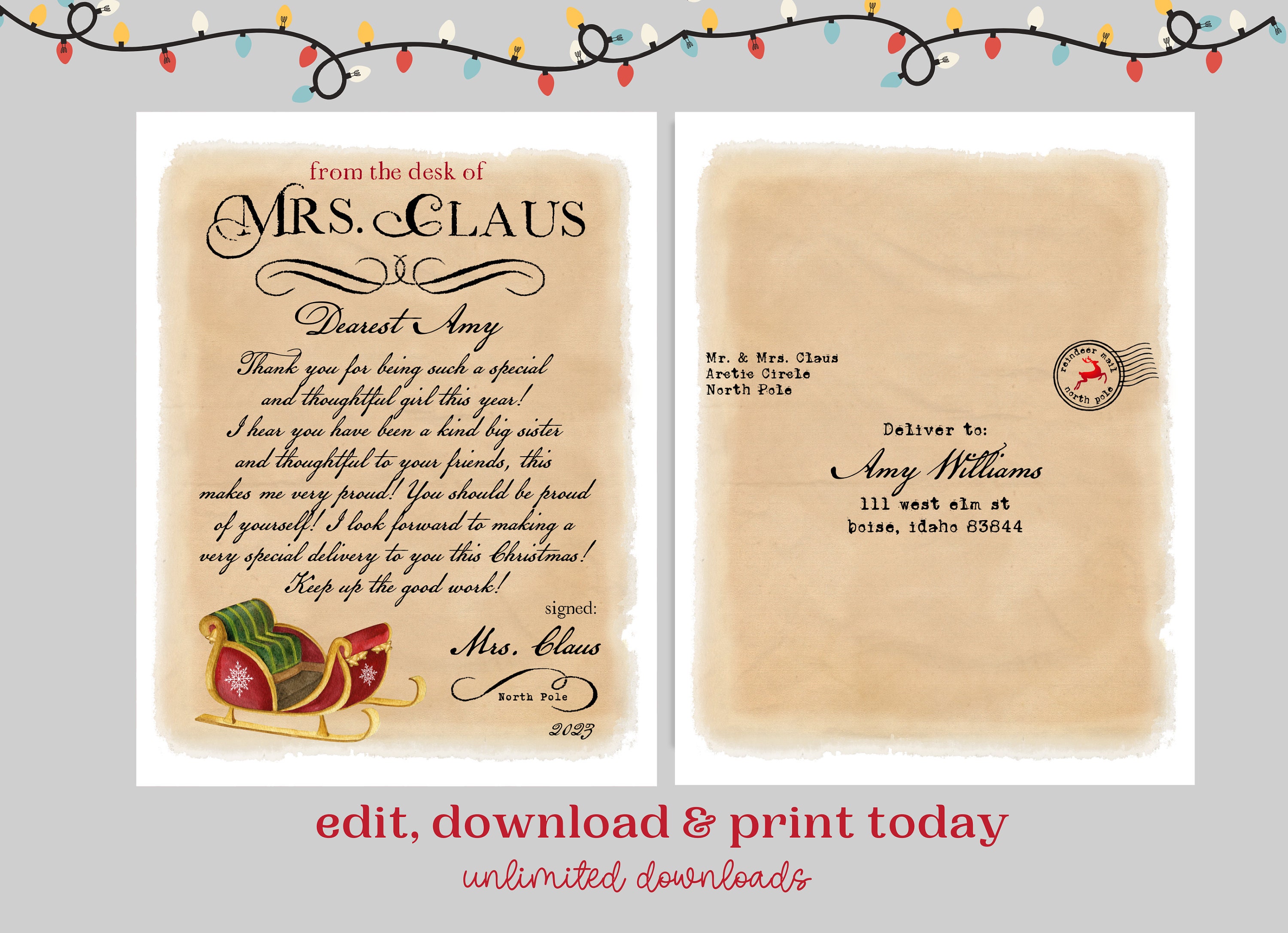 Letter From Mrs Claus, EDITABLE Mrs Claus Letter, Letter From Santa ...