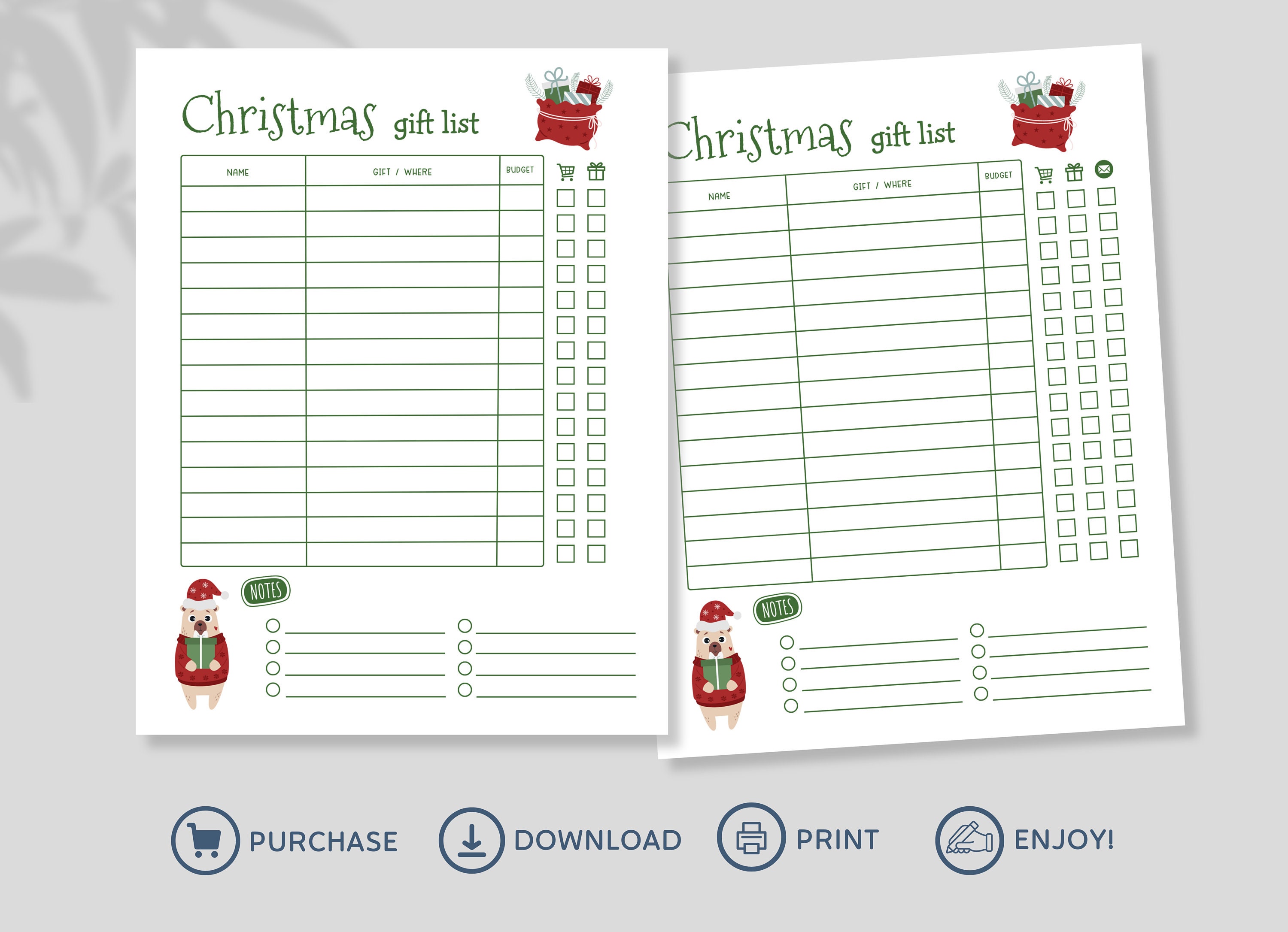 Christmas Gift Tracker Printable, Instant Download Gift Tracker ...