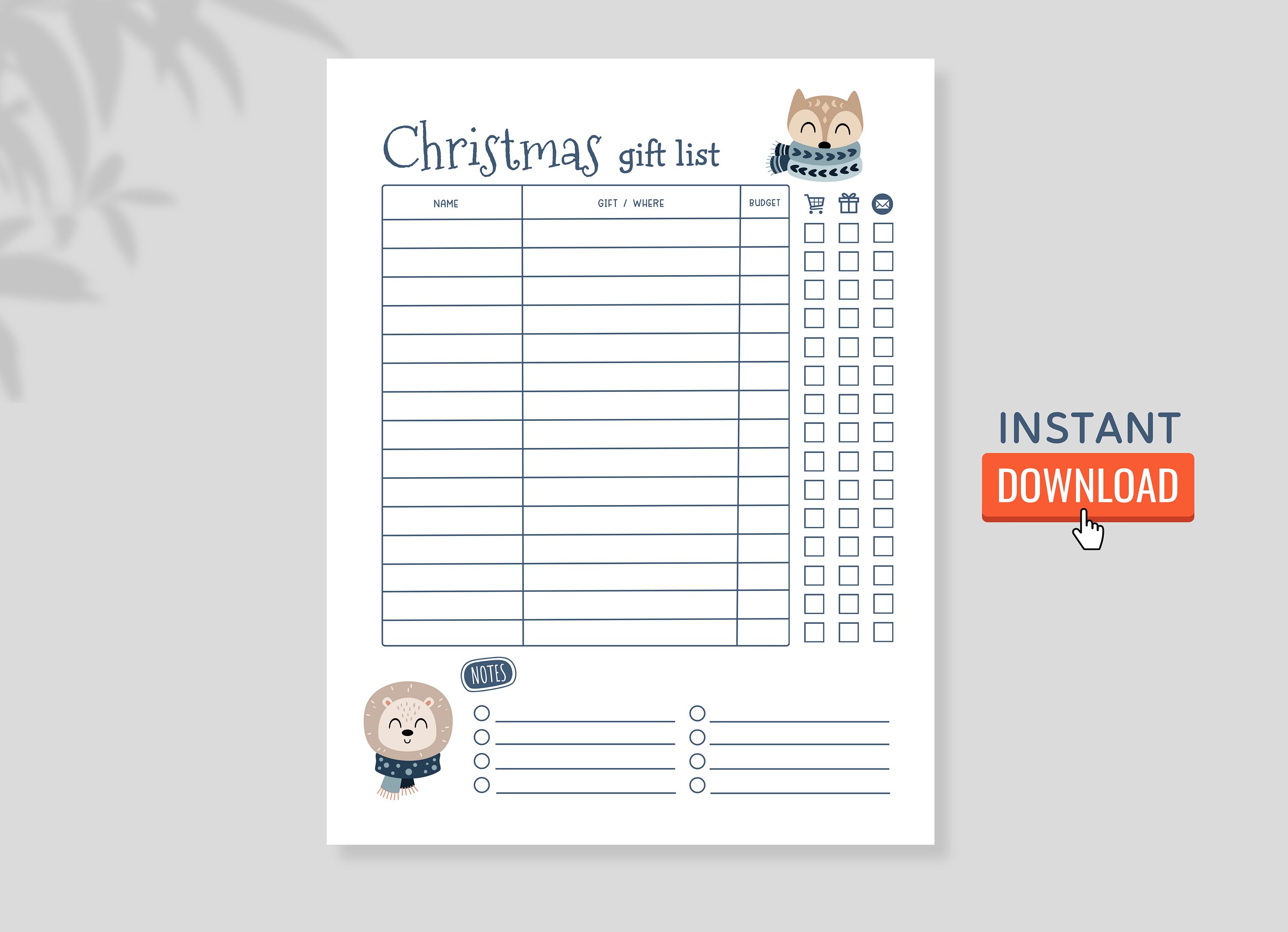 Christmas Gift Tracker Printable, Instant Download Gift Tracker ...