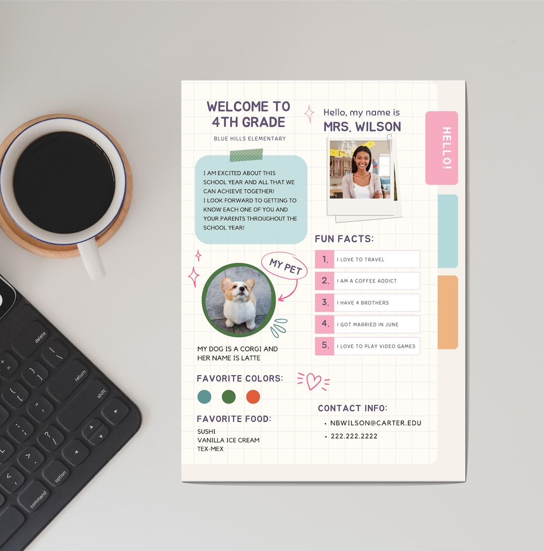 Meet the Teacher Classroom Template Printable, Teacher Introduction ...