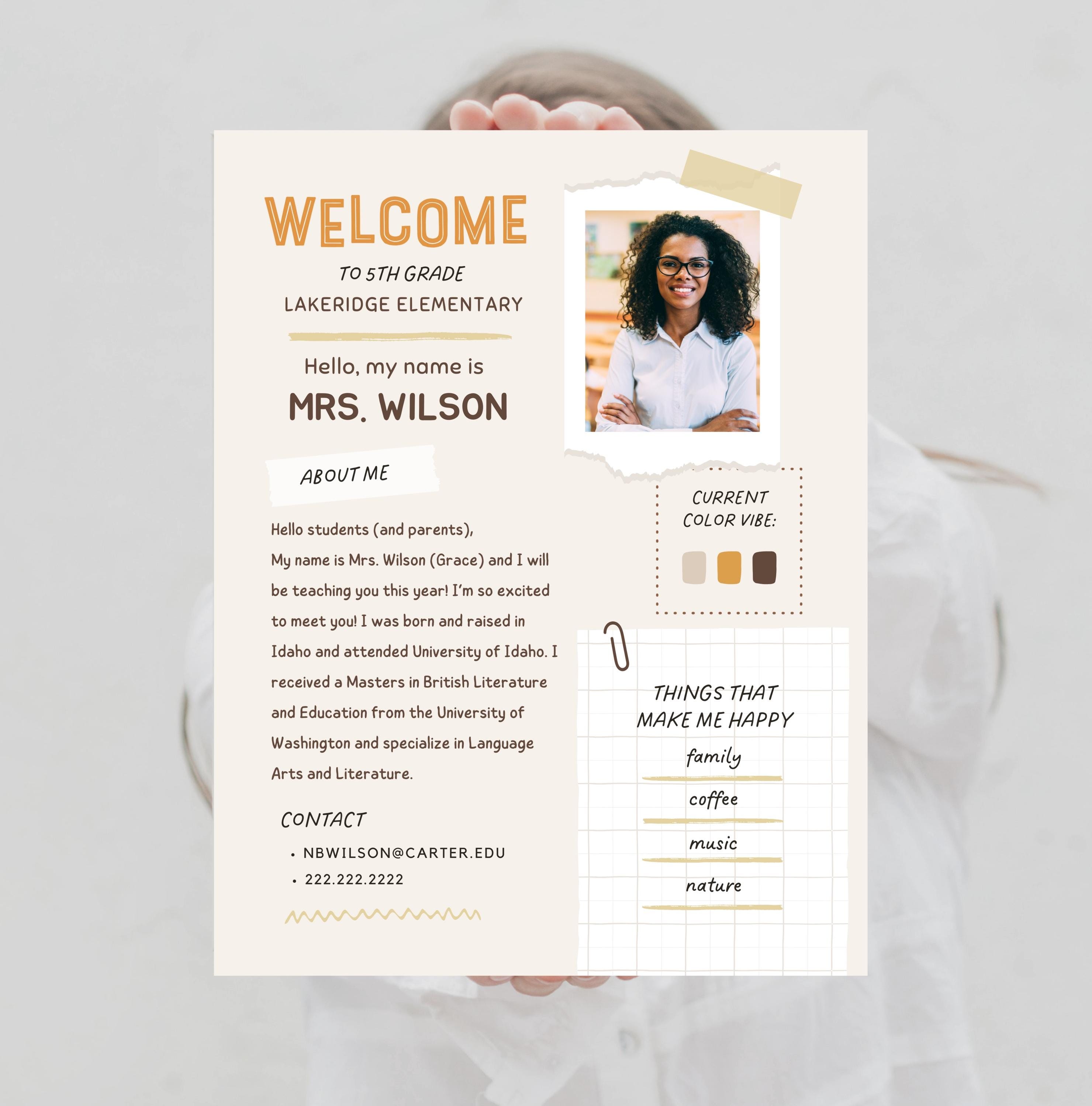 Meet the Teacher Template, Classroom Teacher Introduction Printable ...