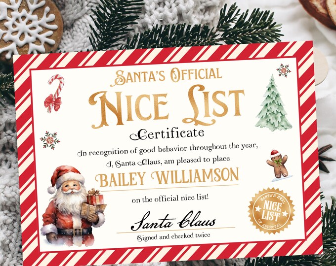 Nice Certificate Santa, Nice List Certificate Santa, Santa Approved ...