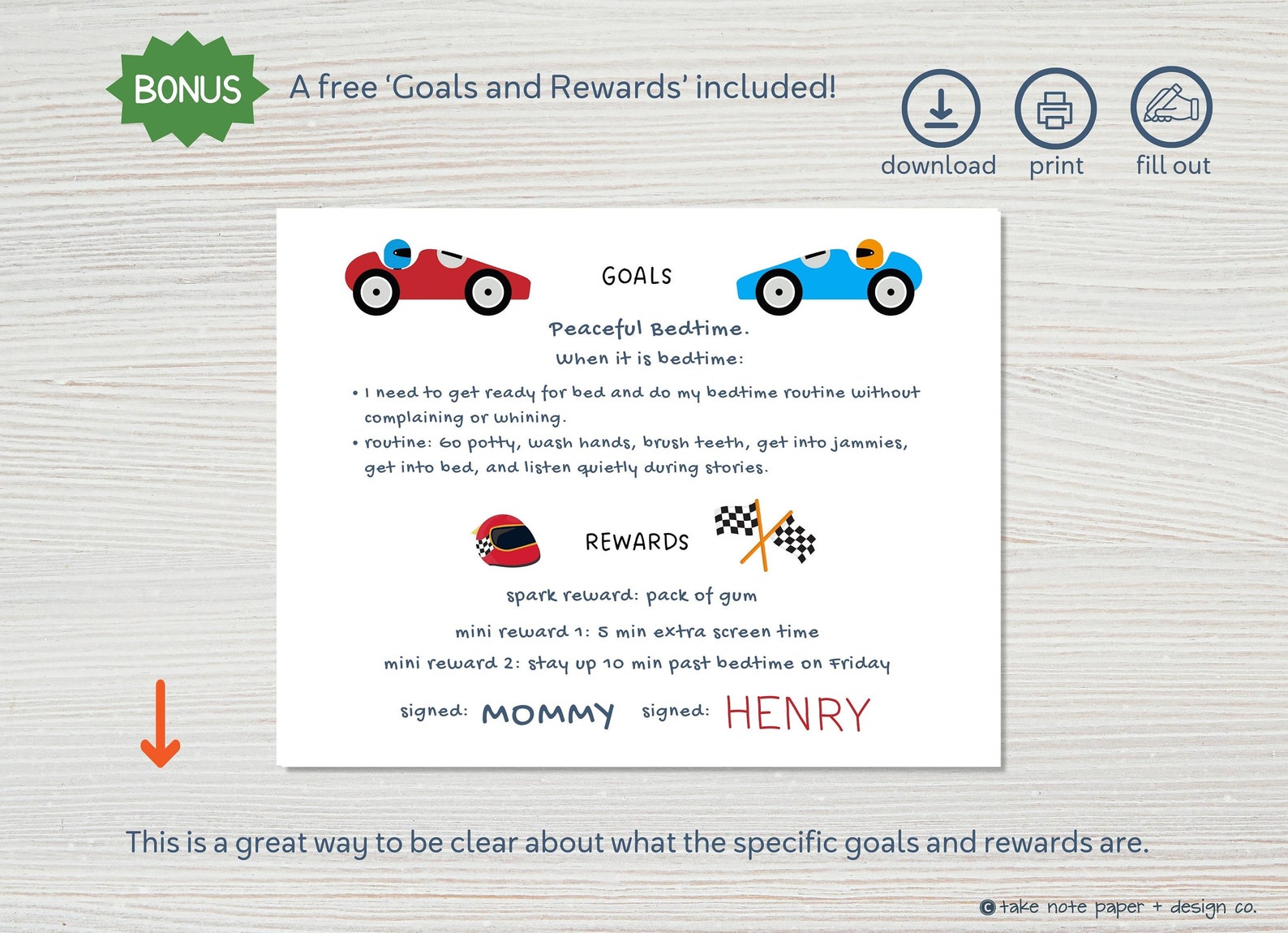 Race Car Reward Chart Printable Positive Reinforcement Charts Kids ...