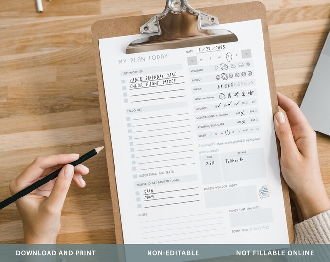 ADHD Daily Planner Printable, Daily Focus Planner, Daily Planner ...