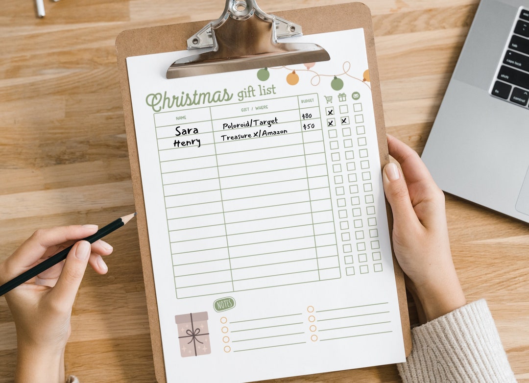 Christmas Gift Tracker Printable, Instant Download Gift List, Christmas ...