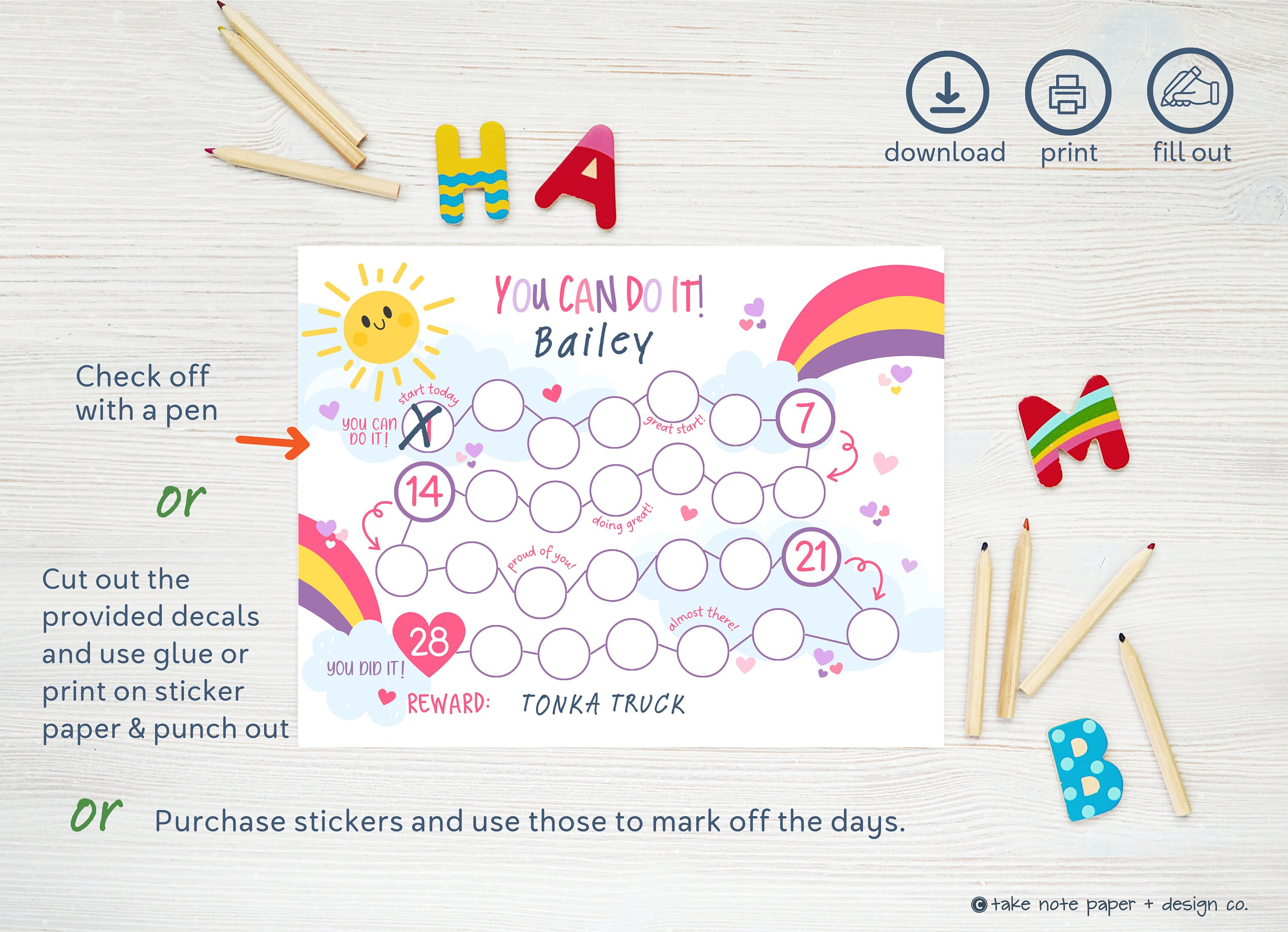 Rainbow Reward Chart Printable, Rainbow Reward Chart, Girls Reward ...