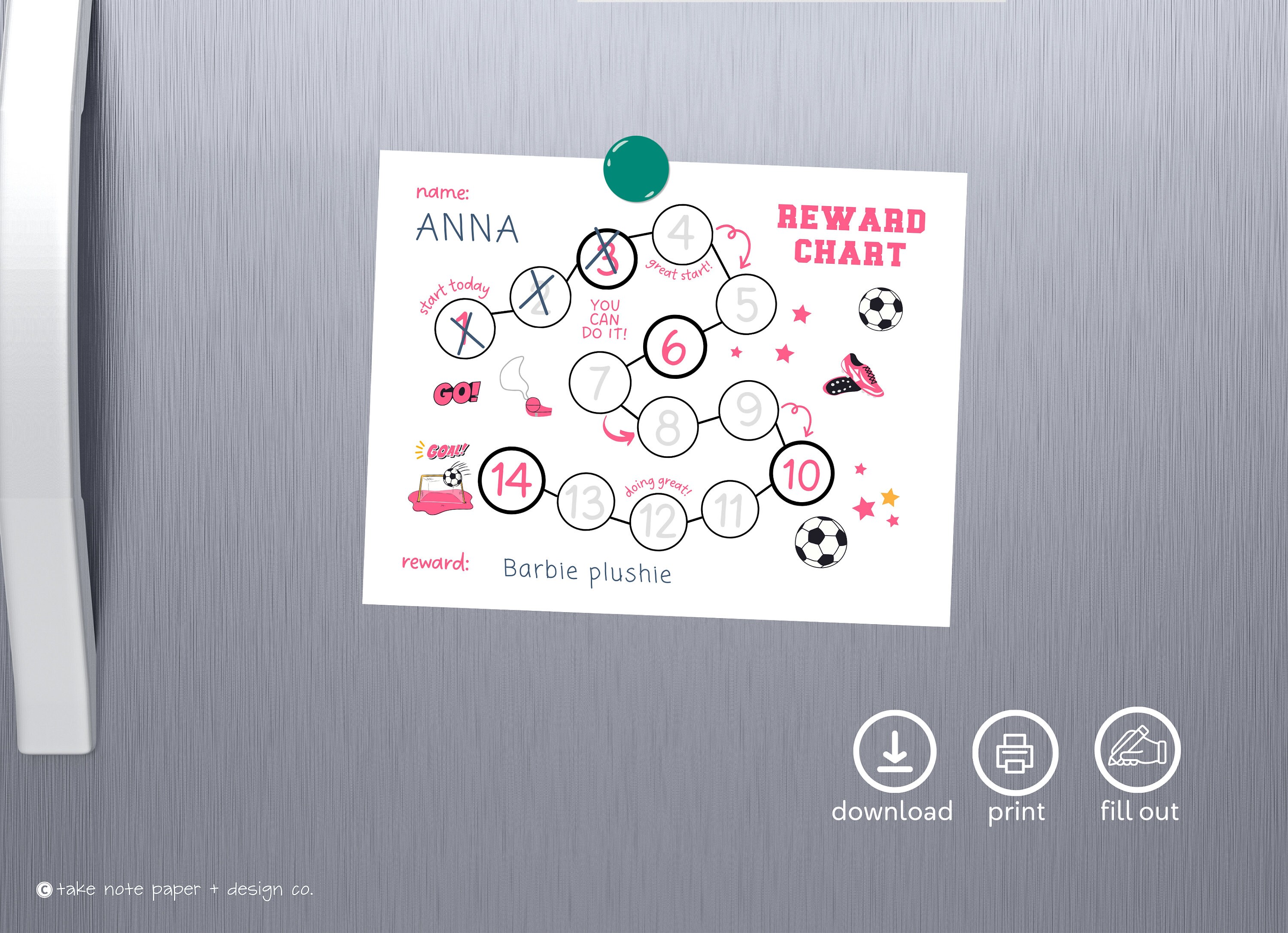 Soccer Reward Chart, Printable Reward Chart, Girls Sports Reward Chart ...