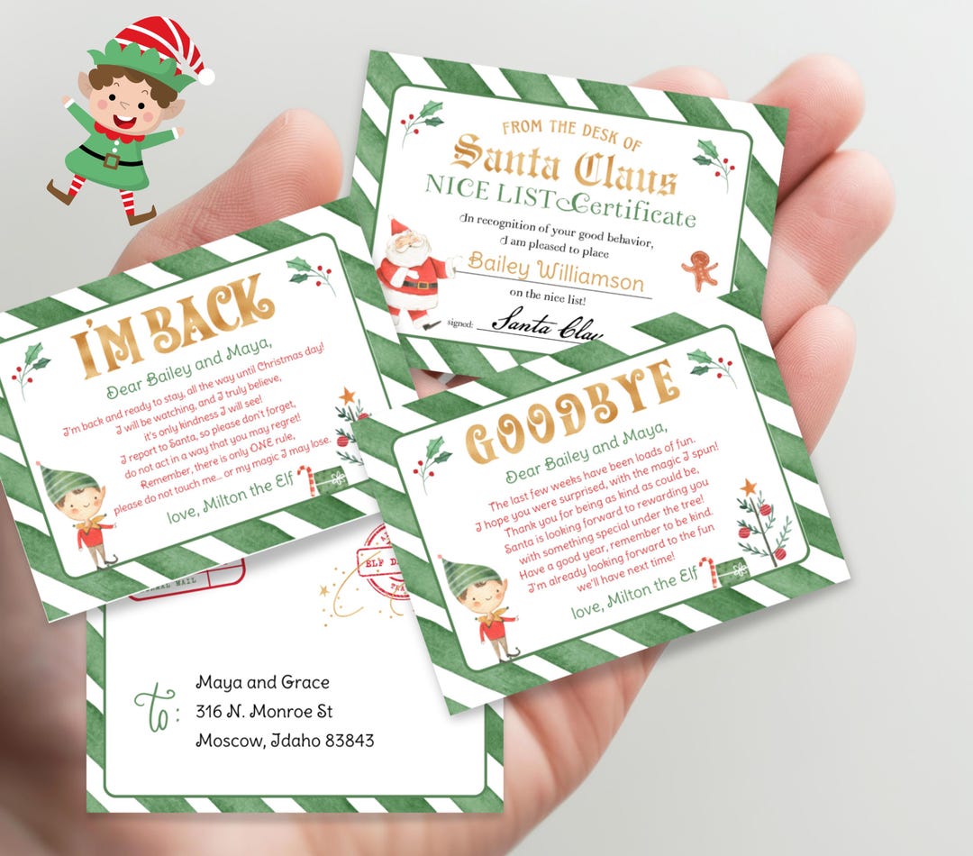 Mini Tiny Elf Letter Kit, Hello Elf Mini Tiny, Goodbye Elf Mini Tiny, Mini Tiny Nice Certificate ...