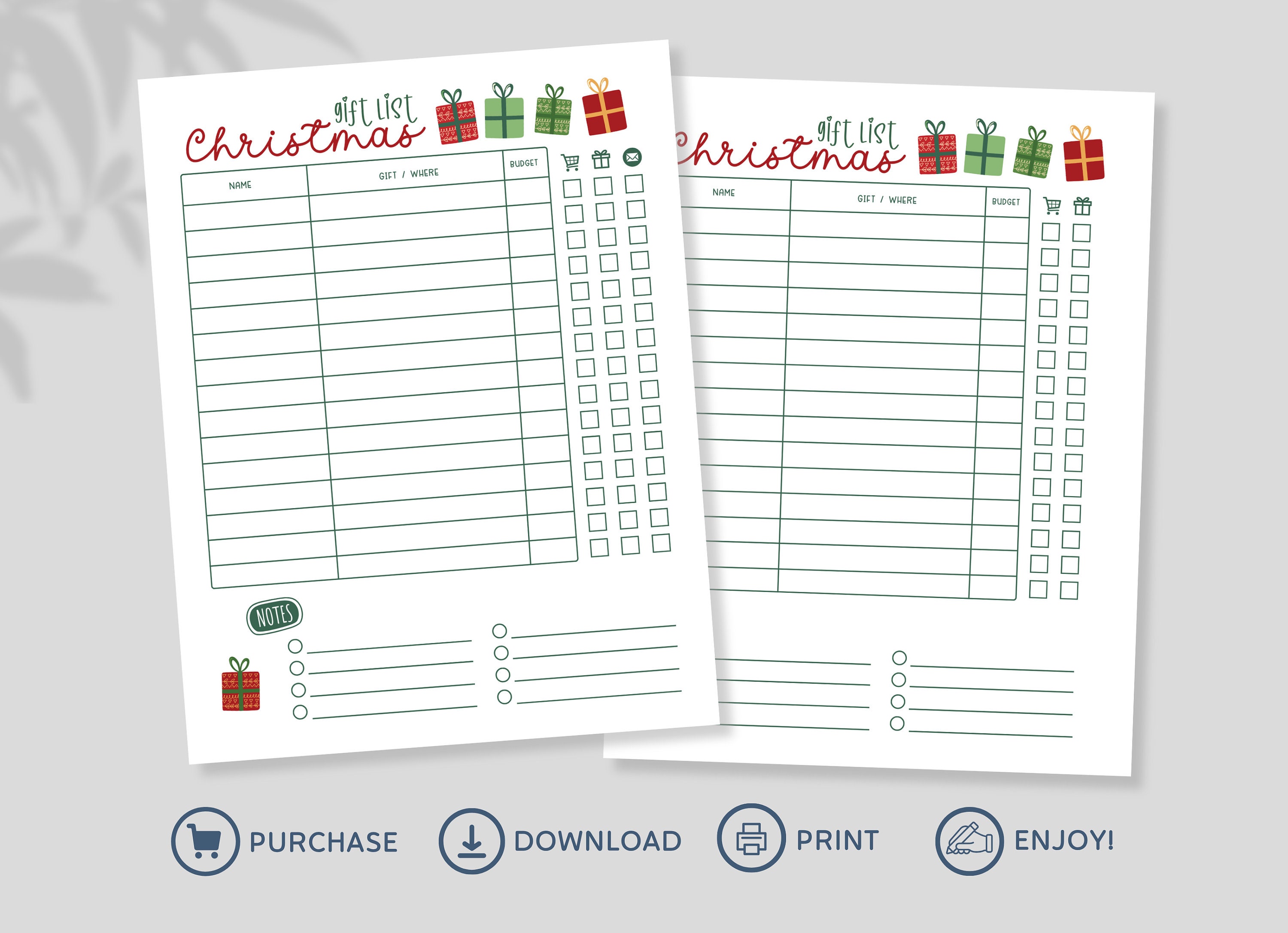 Christmas Gift Tracker Printable, Instant Download Gift Tracker ...