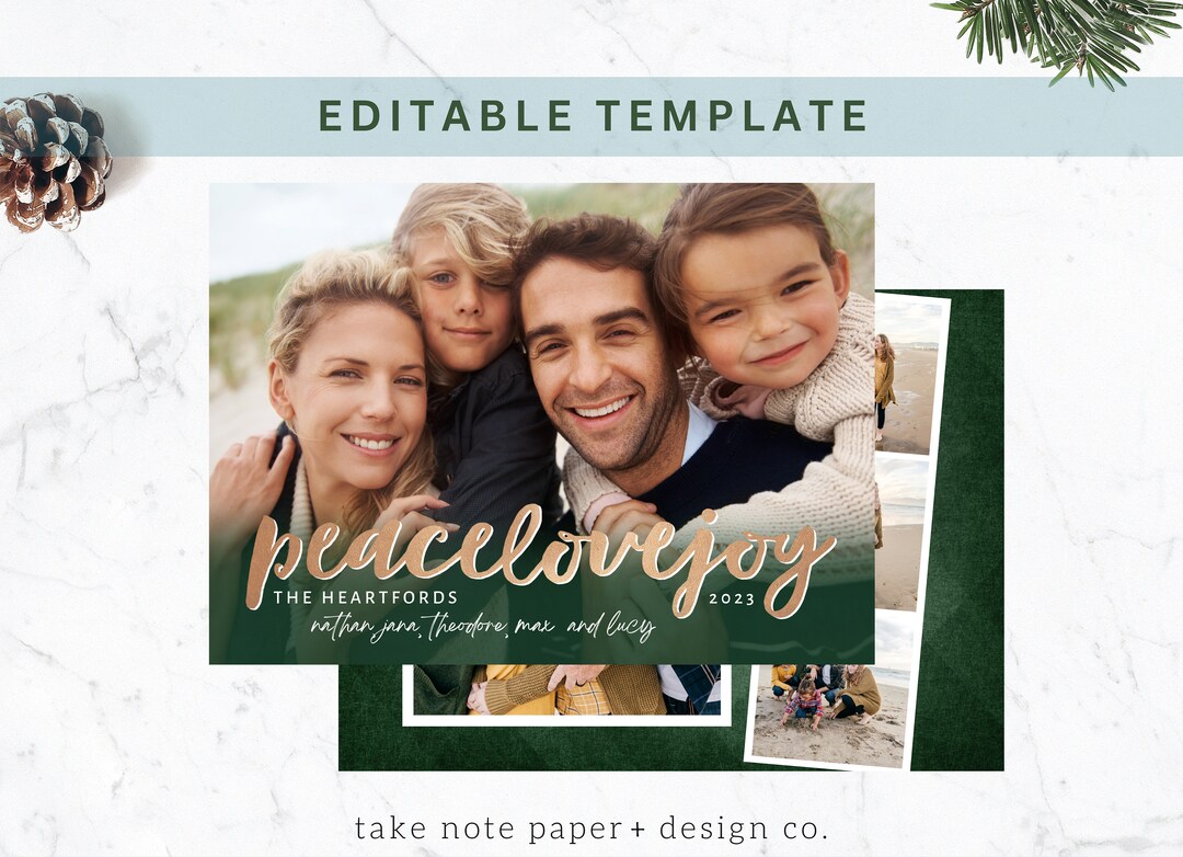 Overlay Christmas Photo Card Template, Editable Christmas Template ...