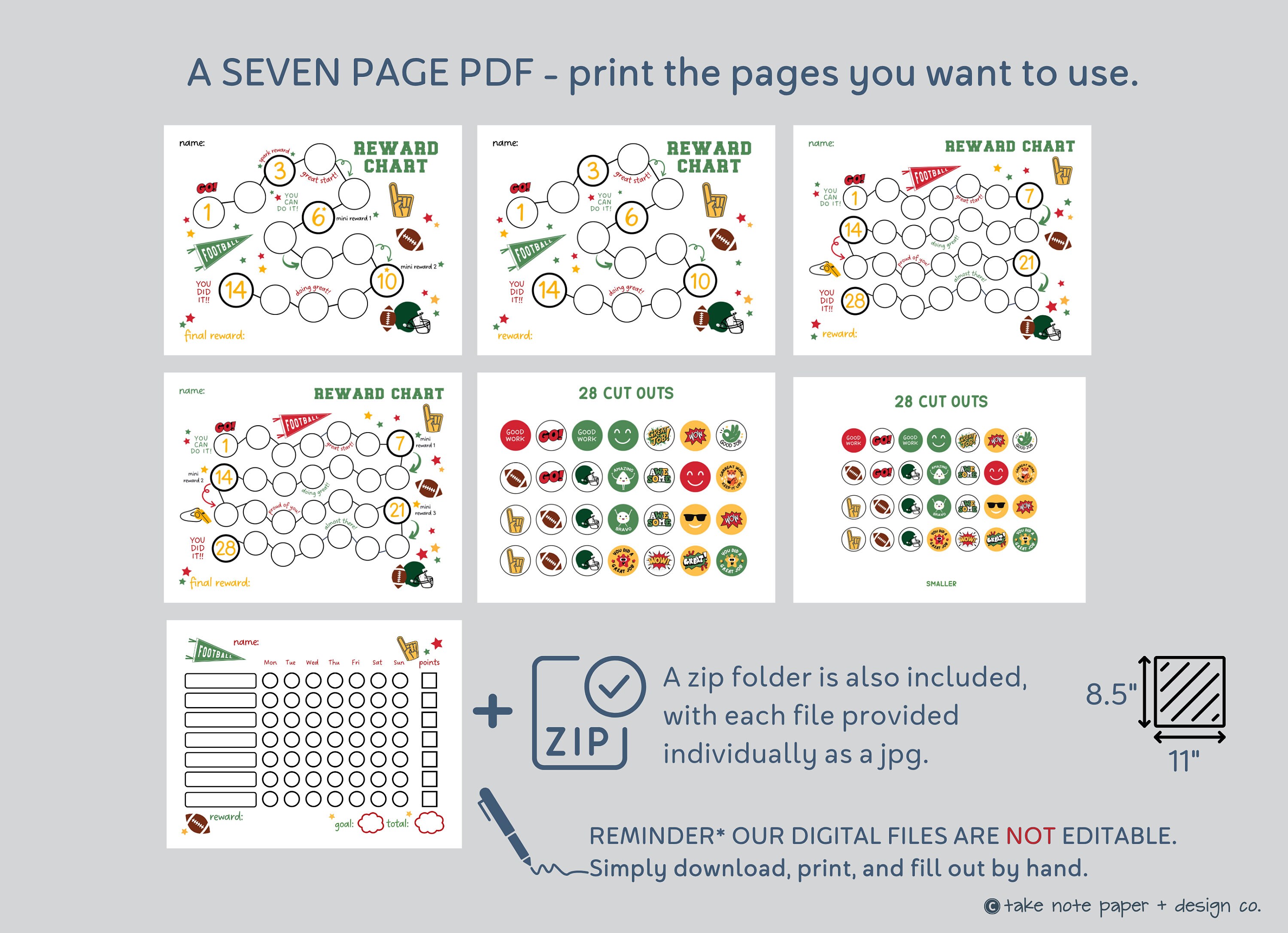 Football Reward Chart, Printable Reward Chart, Sports Reward Chart ...