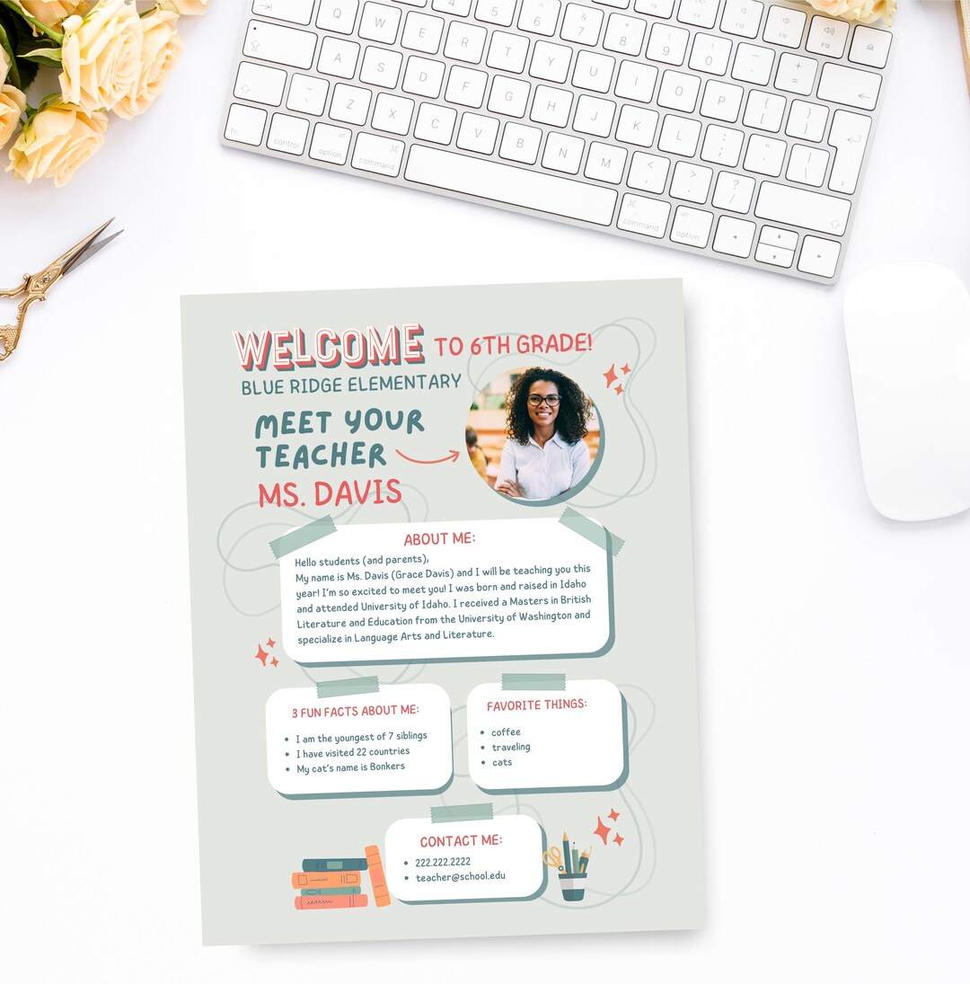 Meet the Teacher, Teacher Introduction Printable, Back to School Meet ...