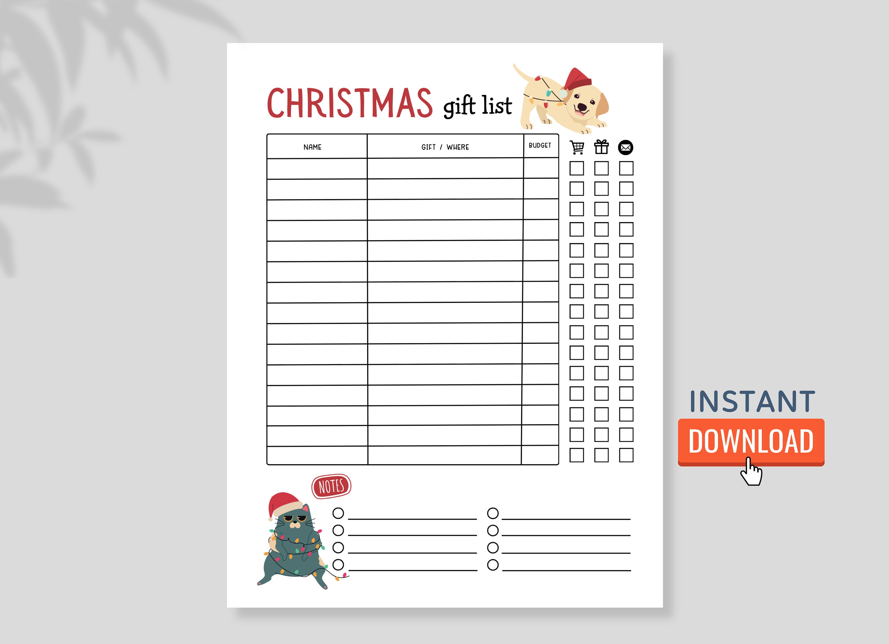 Christmas Gift Tracker Printable Instant Download Gift - Etsy