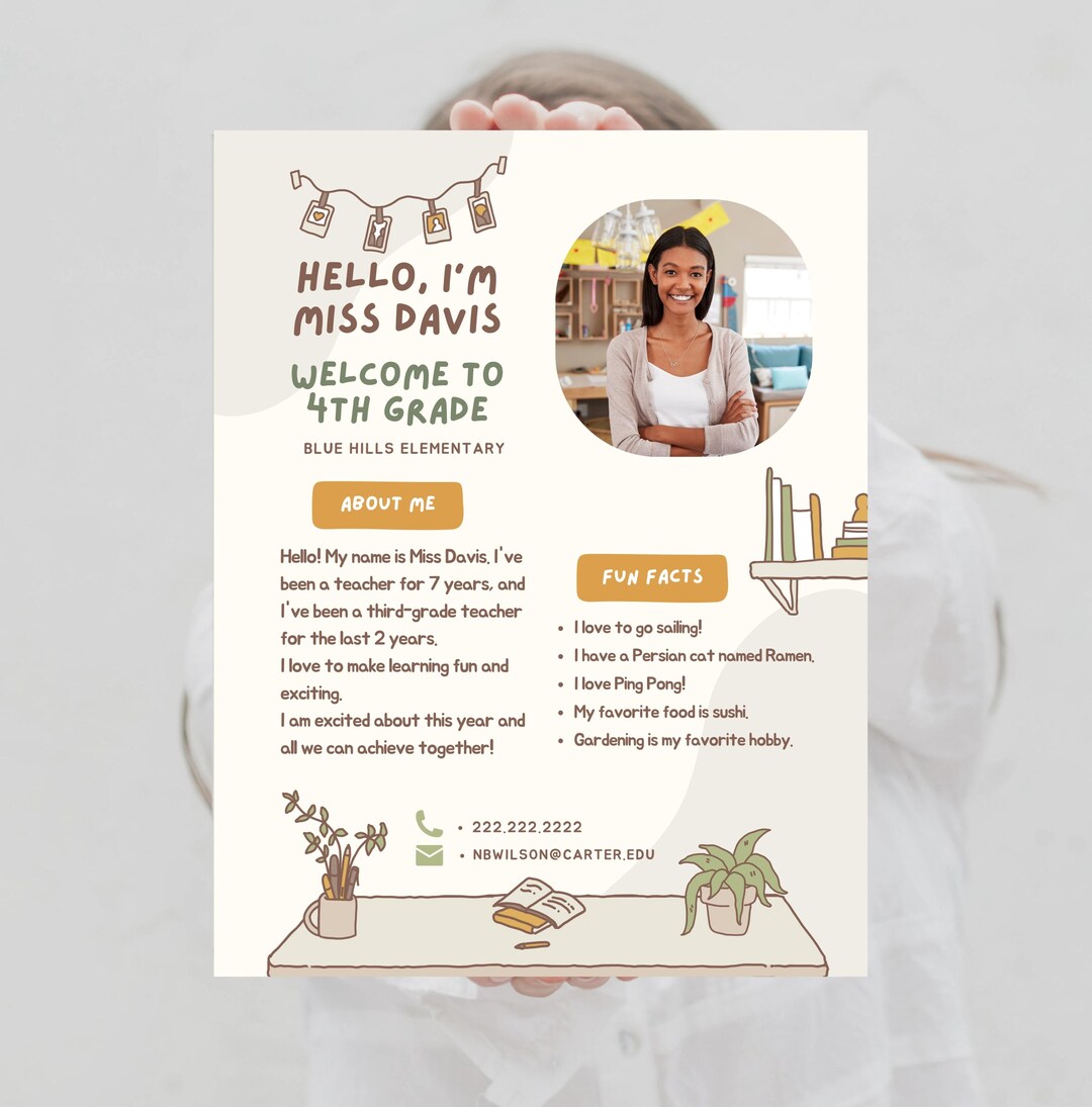 Meet the Teacher, Classroom Template Introduction Printable, Back to ...