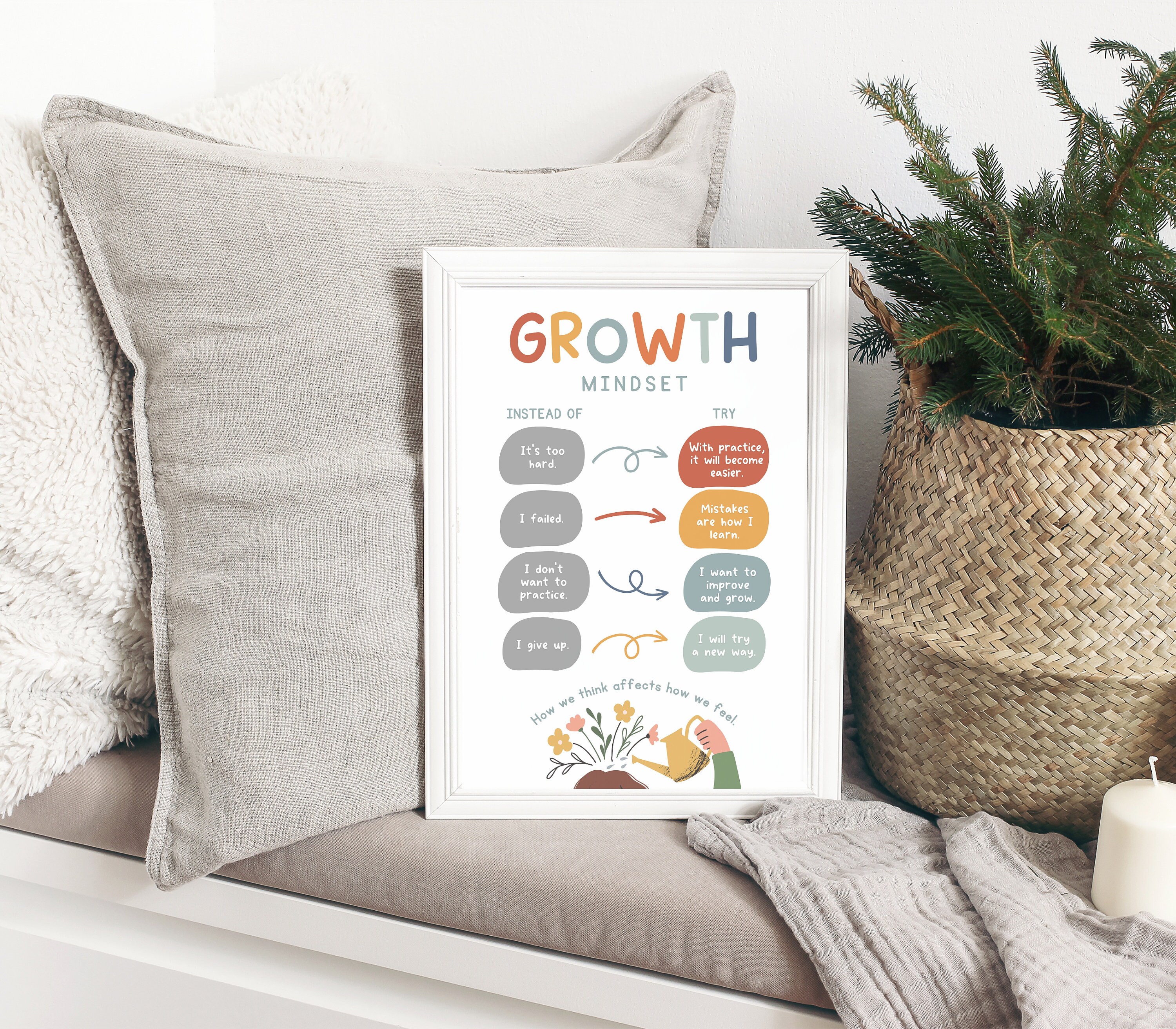Growth Mindset Instead of Try Printable Boho Classroom Posters Social ...