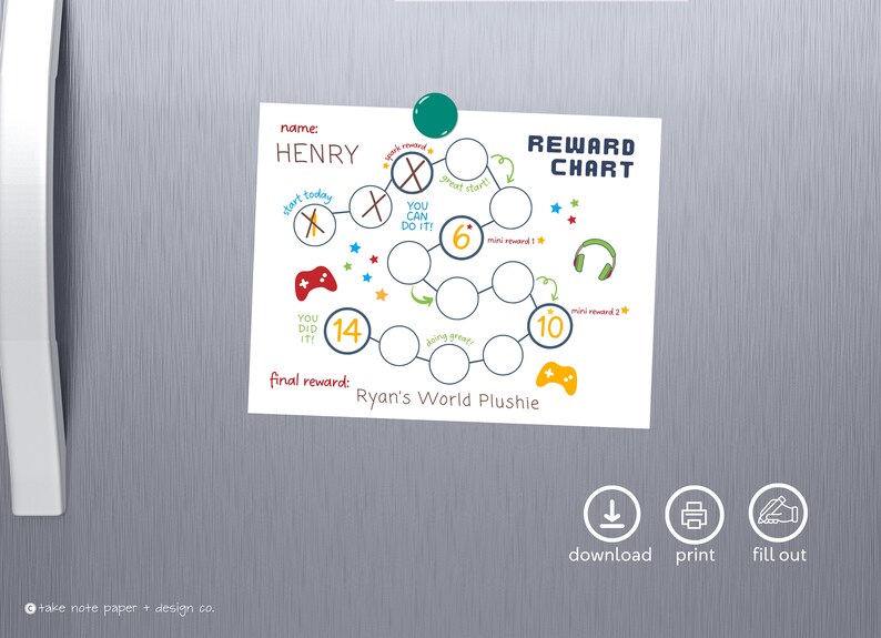 Gamer Reward Chart Printable, Positive Reinforcement Charts for Kids ...