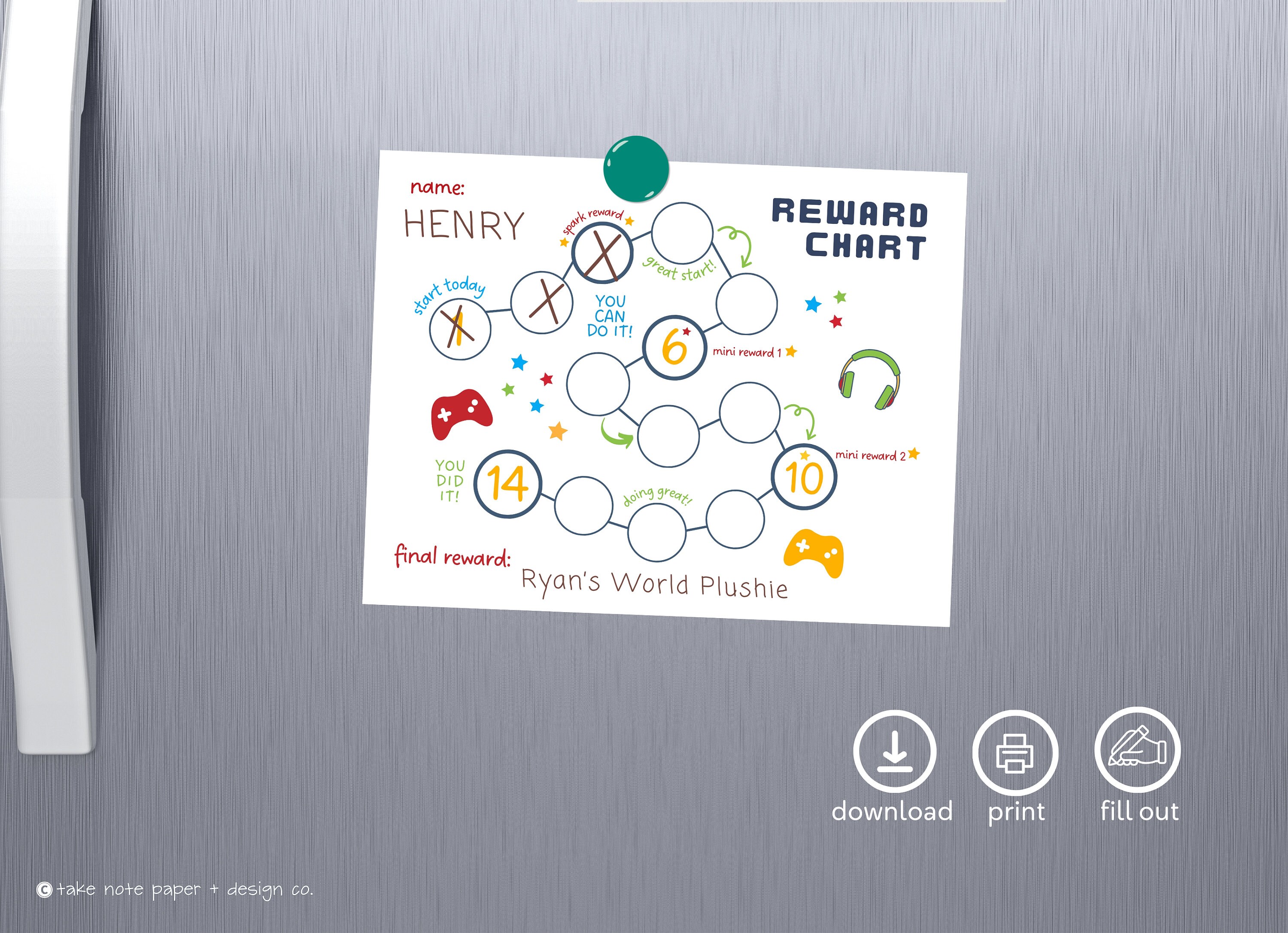 Gamer Reward Chart Printable, Positive Reinforcement Charts for Kids ...