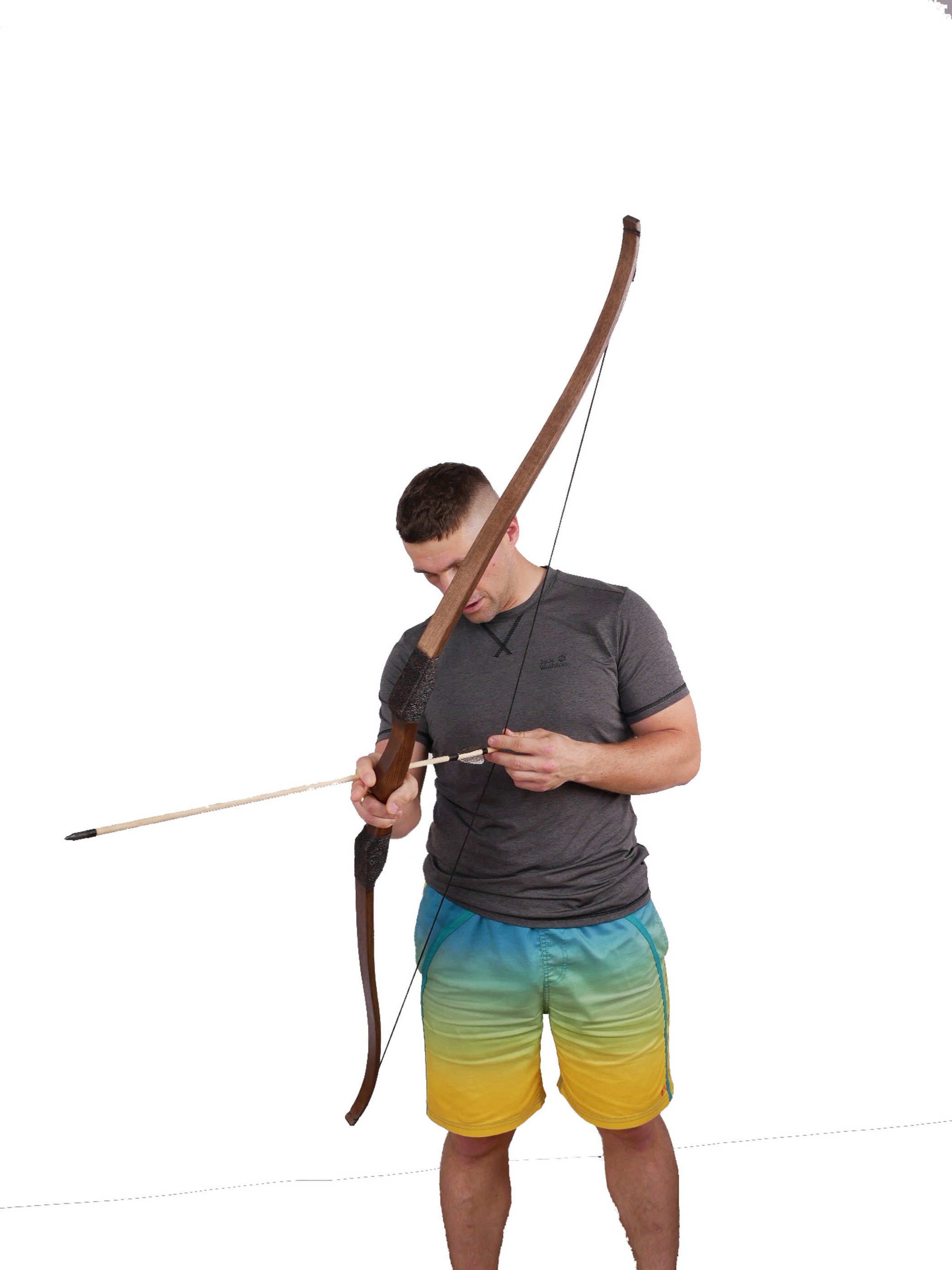 64" (162.5cm) Left-handed Bow of Wild Oak With 4 Arrows From Ecological ...