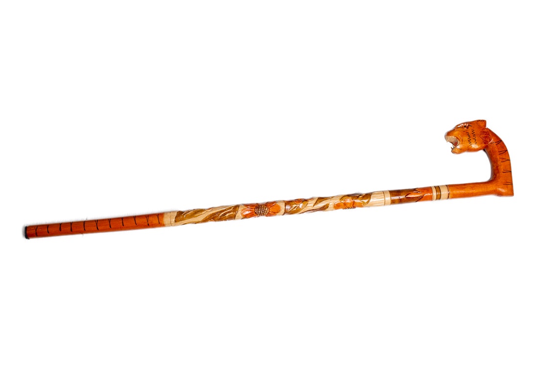 Tiger Walking Stick. Hand-carved Cane From Ecological Wood - Etsy