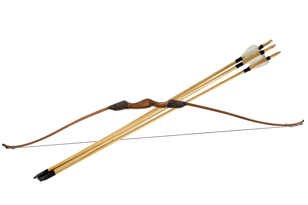 64" (162.5cm) Left-handed Bow of Wild Oak With 4 Arrows From Ecological ...