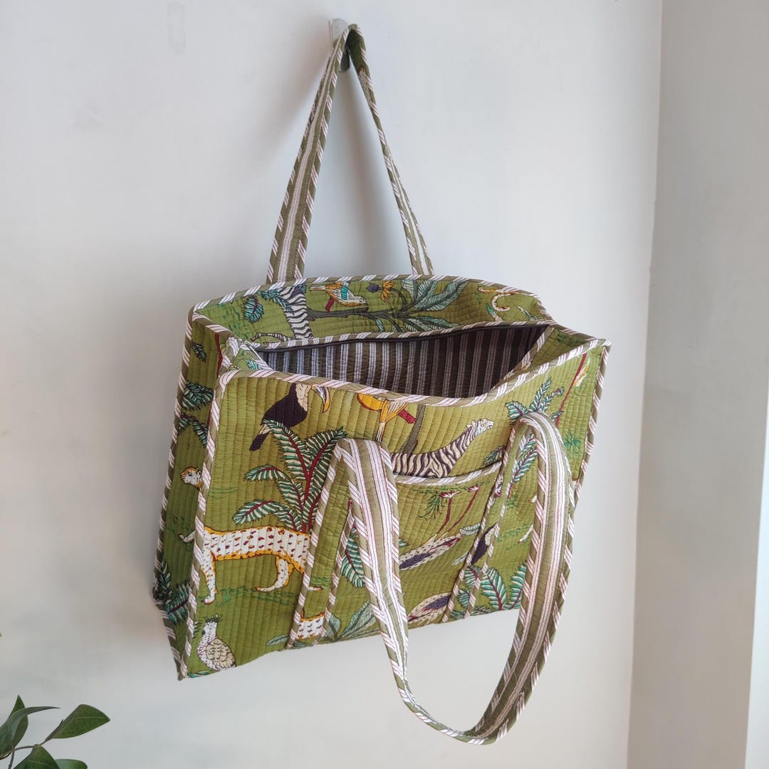 Jungle Print Cotton Tote Bag, Eco Friendly Sustainable Sturdy Grocery ...