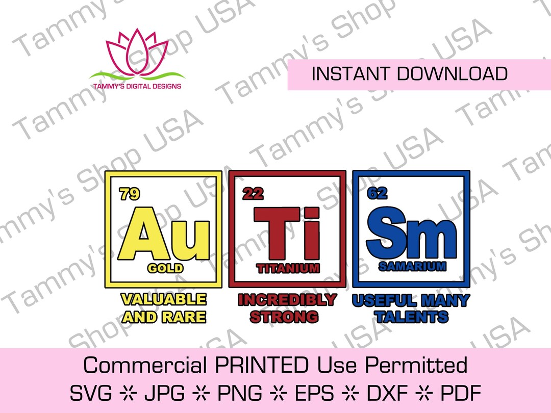 Autism Periodic Table Art: Au Ti Sm Elements (digital Download) - Etsy