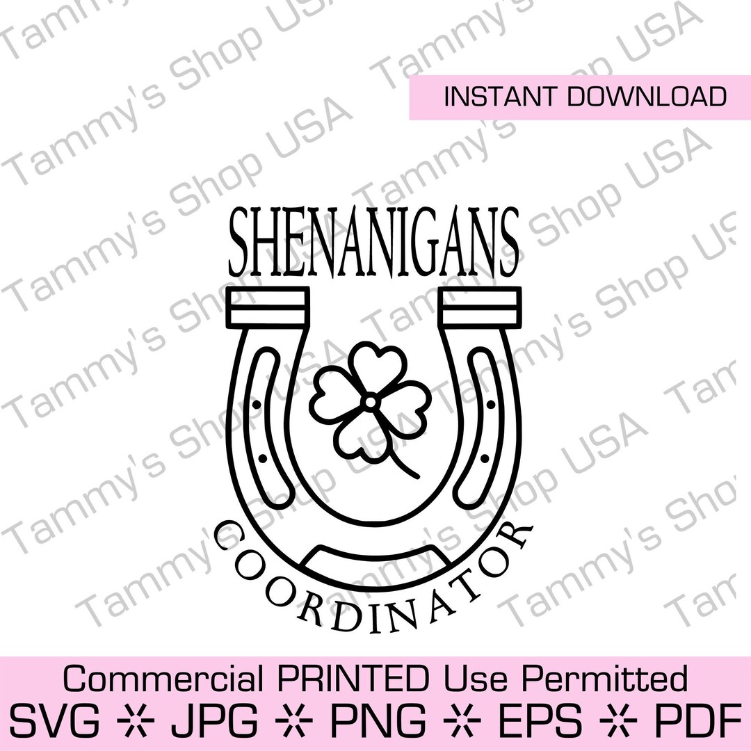 Shenanigans Coordinator SVG: St. Patrick's Day Horseshoe Clipart ...