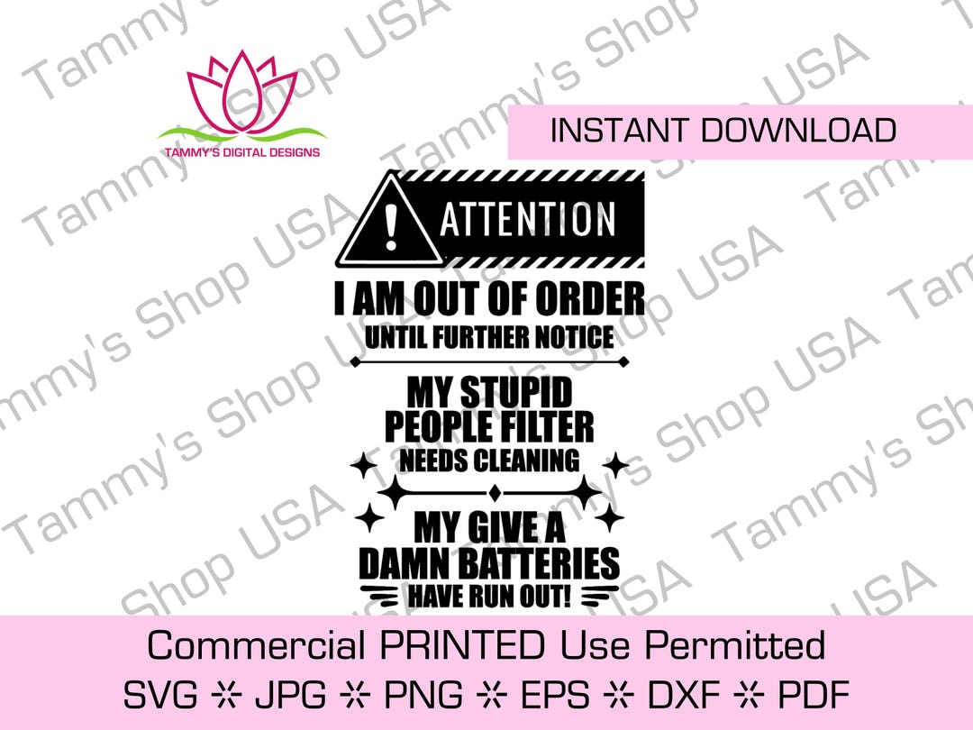 Out of Order SVG: Funny Sarcastic Quote (digital Download) - Etsy