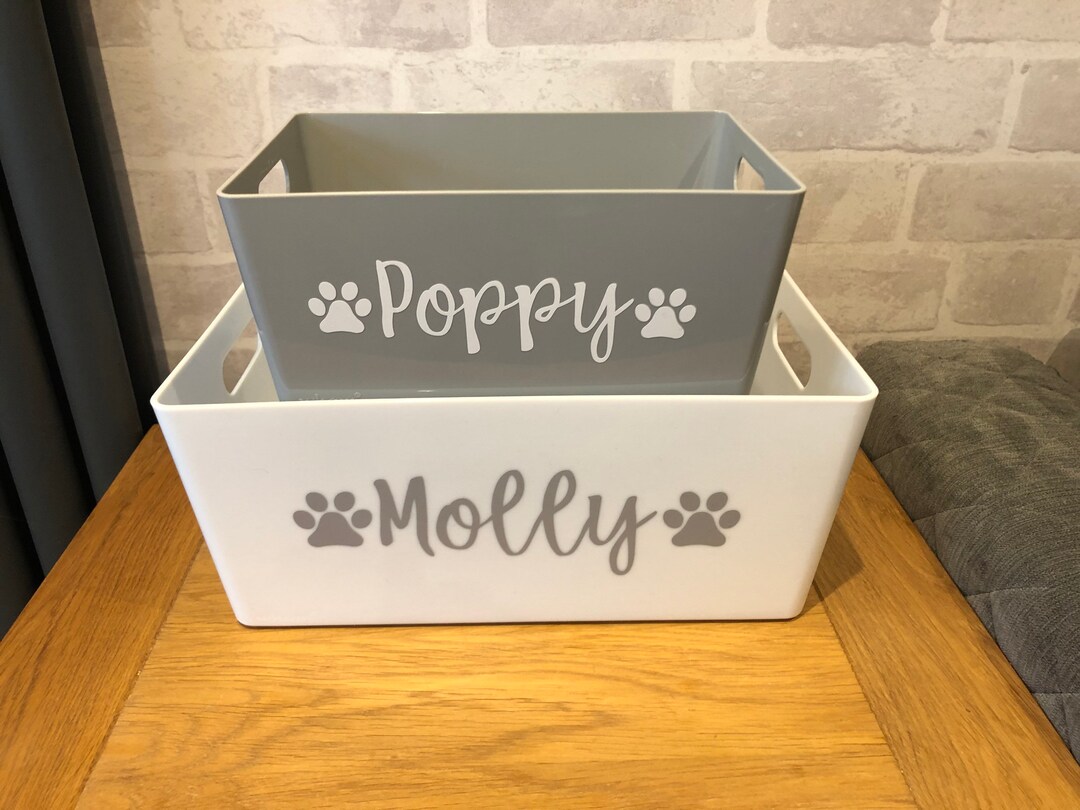 Personalised Cat Dog Pet Storage Box Caddy Basket for Treats Food Lead ...