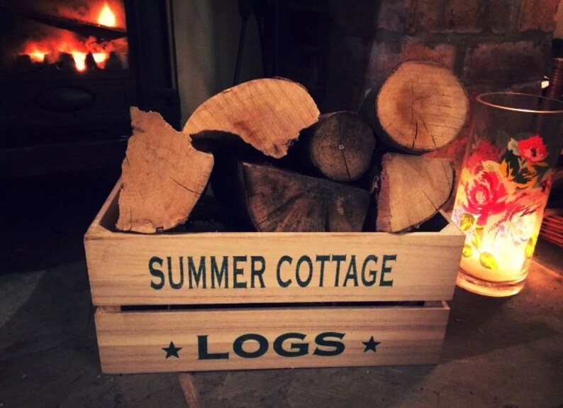 Personalised Wooden Crate Log Storage Box Fire Wood - Etsy UK