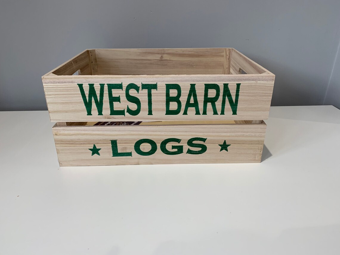 Personalised Wooden Crate Log Storage Box Fire Wood - Etsy UK