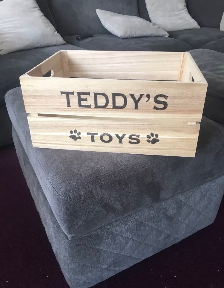 Personalised Dog Cat Pet Toy Box Wooden Crate Storage For | Etsy