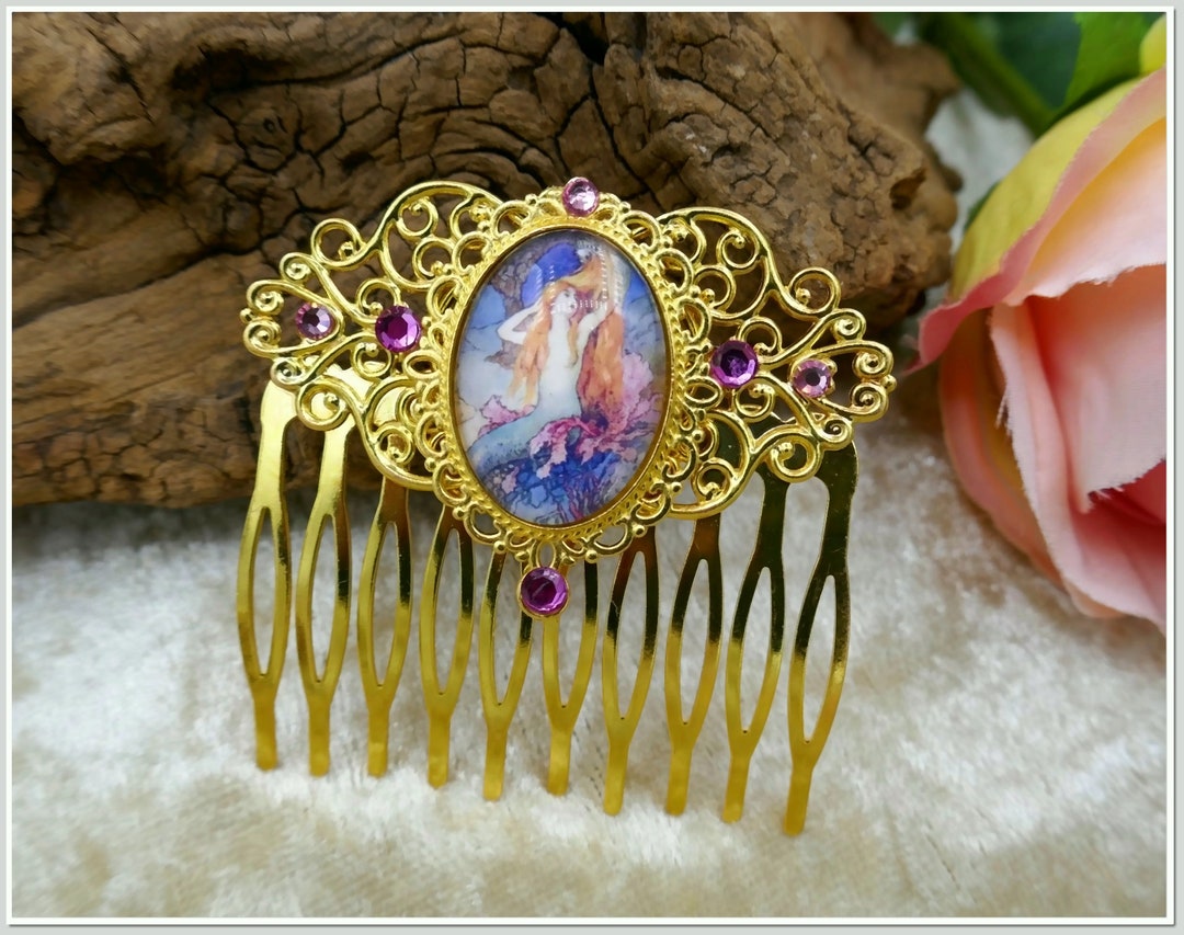 Little Mermaid Hair Comb 1 Mermaid Motif Gold With - Etsy
