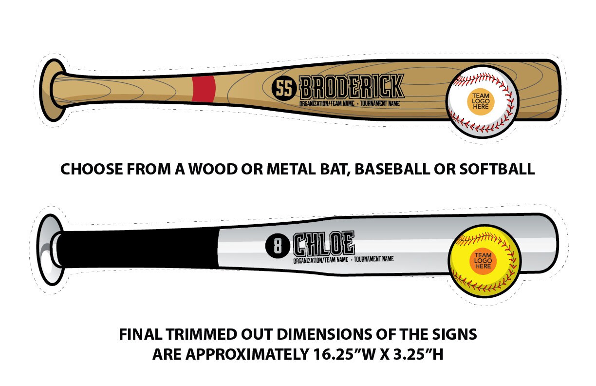 Custom Baseball / Softball Tournament Sign - DIGITAL FILE - Bat - Door ...