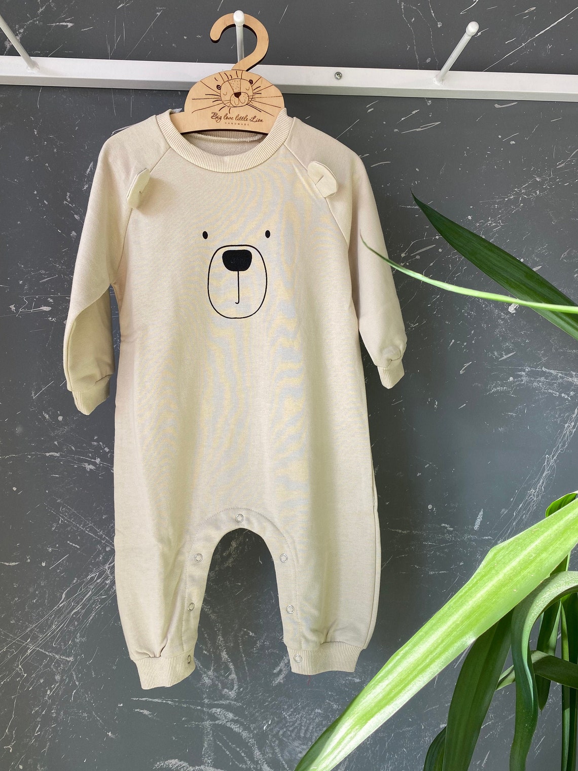 Baby clothes with teddy bear Beige baby clothes 100% | Etsy