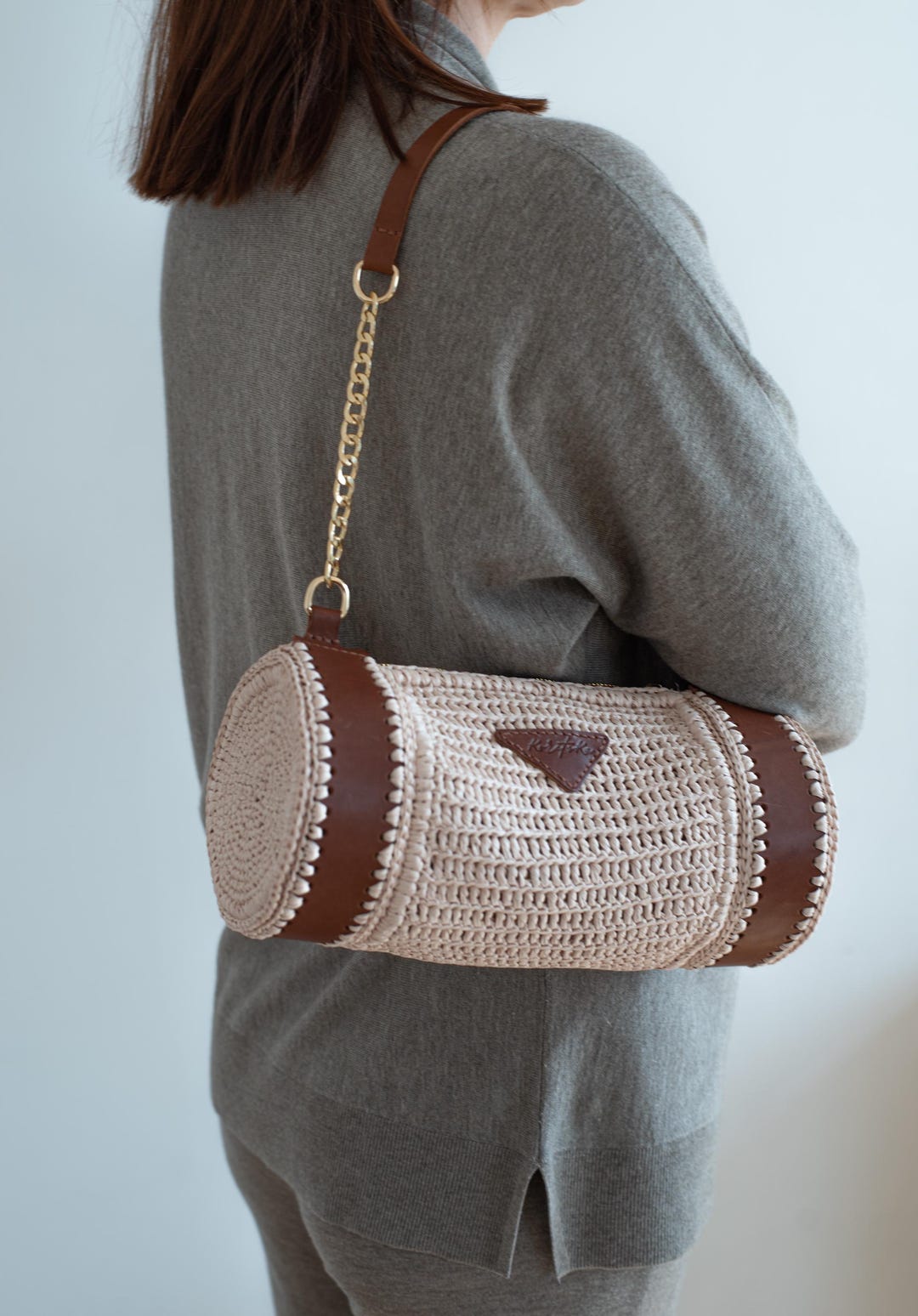 Small Raffia Shoulder Bucket Bags, Summer Wrist Crossbody Bag, Straw ...